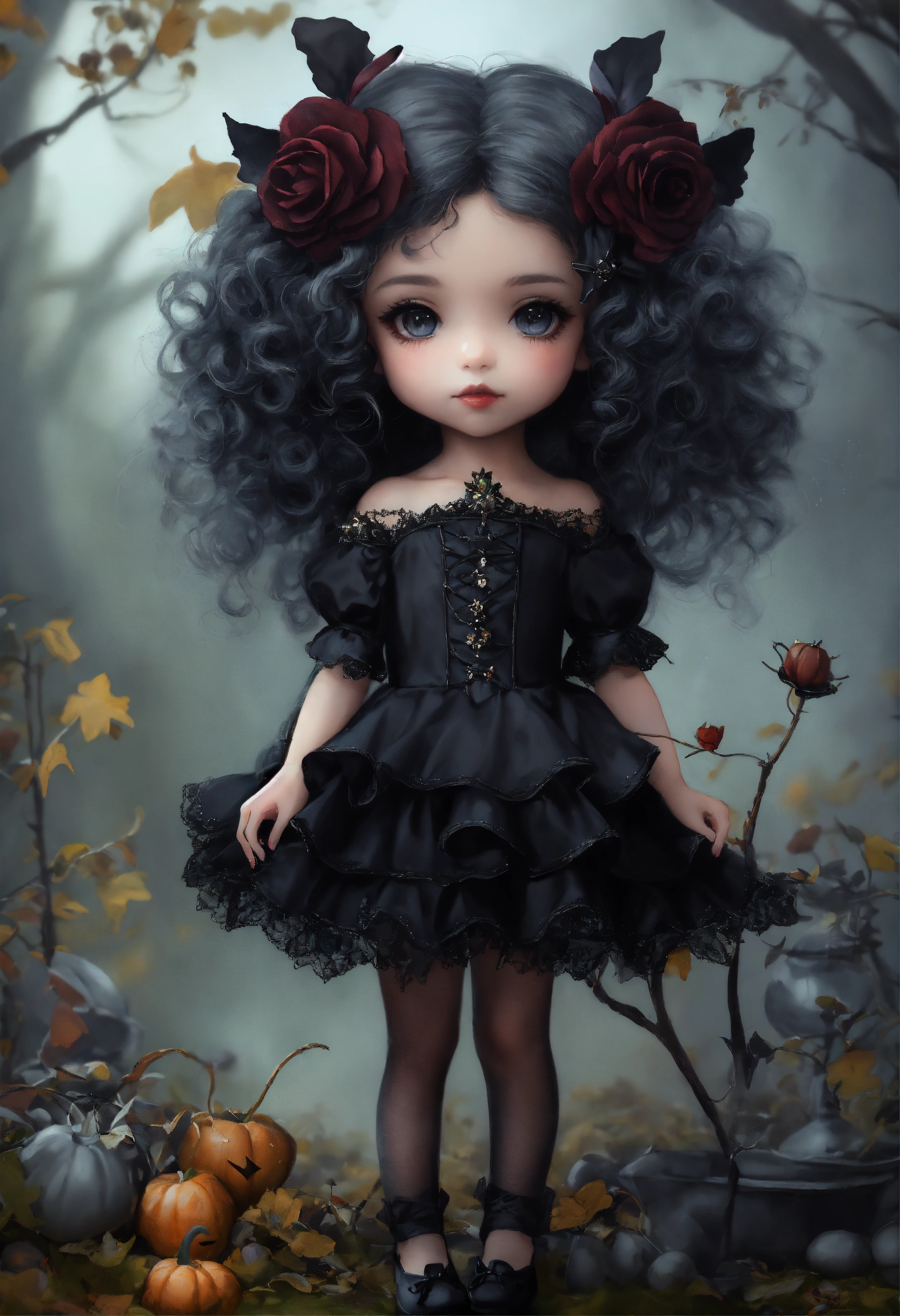 Lexica - Portrait and shot full body of a very cute fairy gothic chibi ...