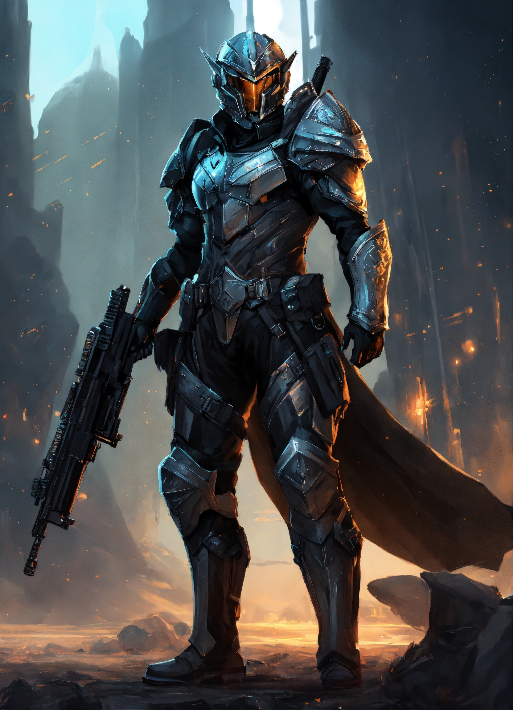 Lexica - Epic drawing of a full body of a high elf sci fi soldier ...