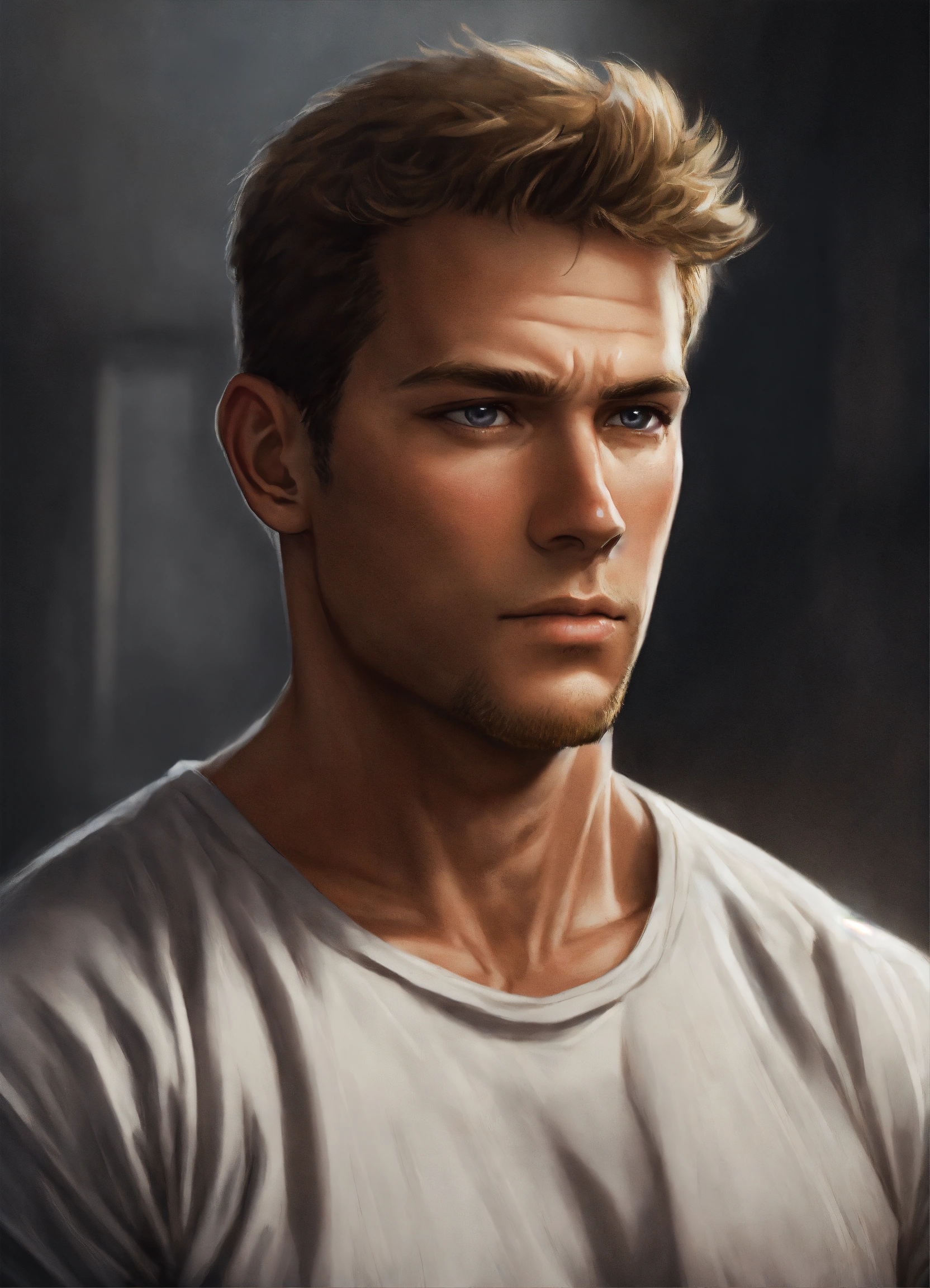 Lexica - Realistic man, waist-up, tall, broad-shouldered, 35 years ...