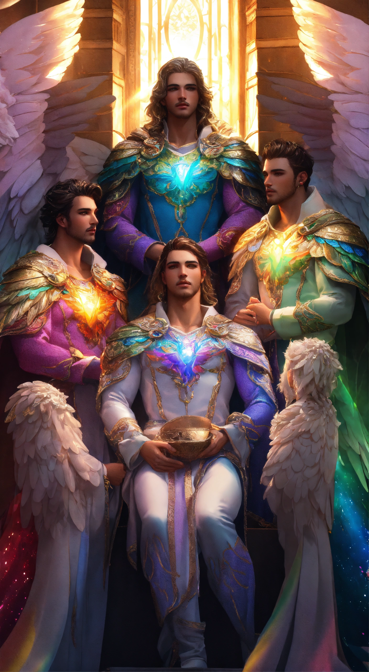 Lexica - Group of 7 beautiful and perfect male Angels, detailed and ...