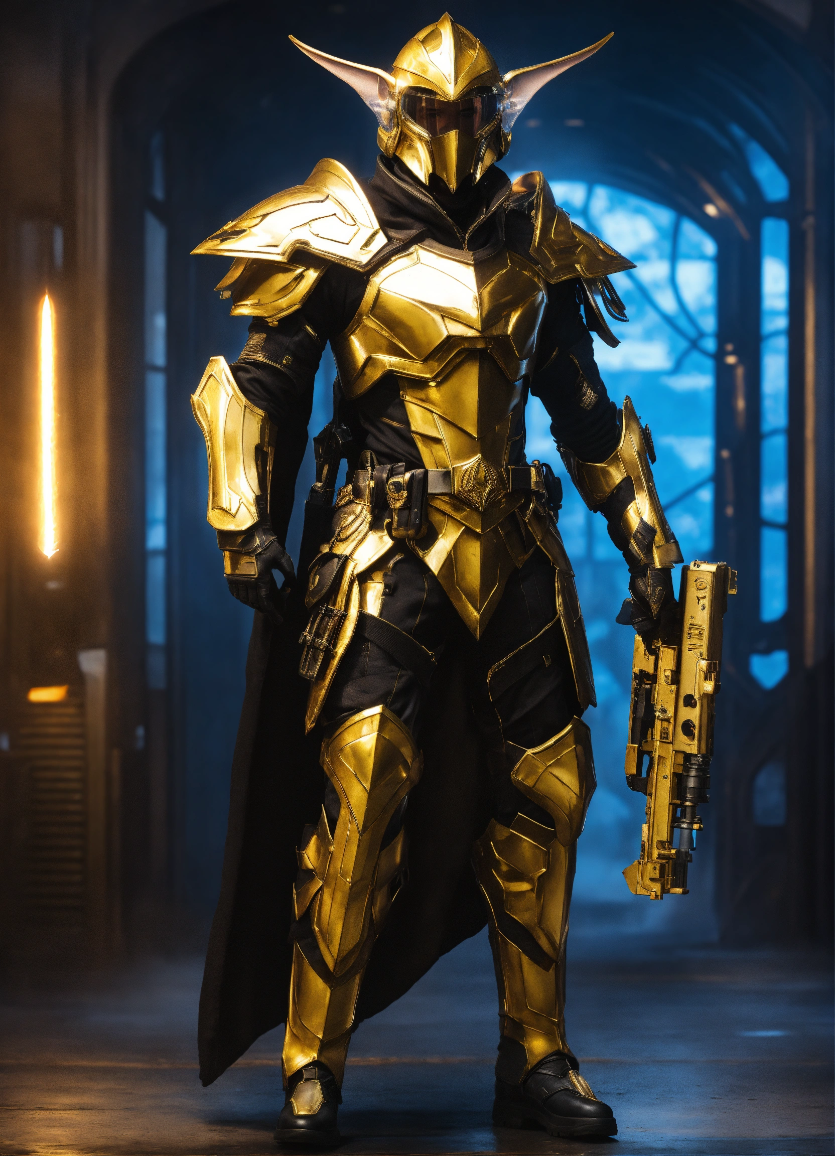 Lexica - Full body of a high elf sci fi soldier wearing heavy sci fi ...