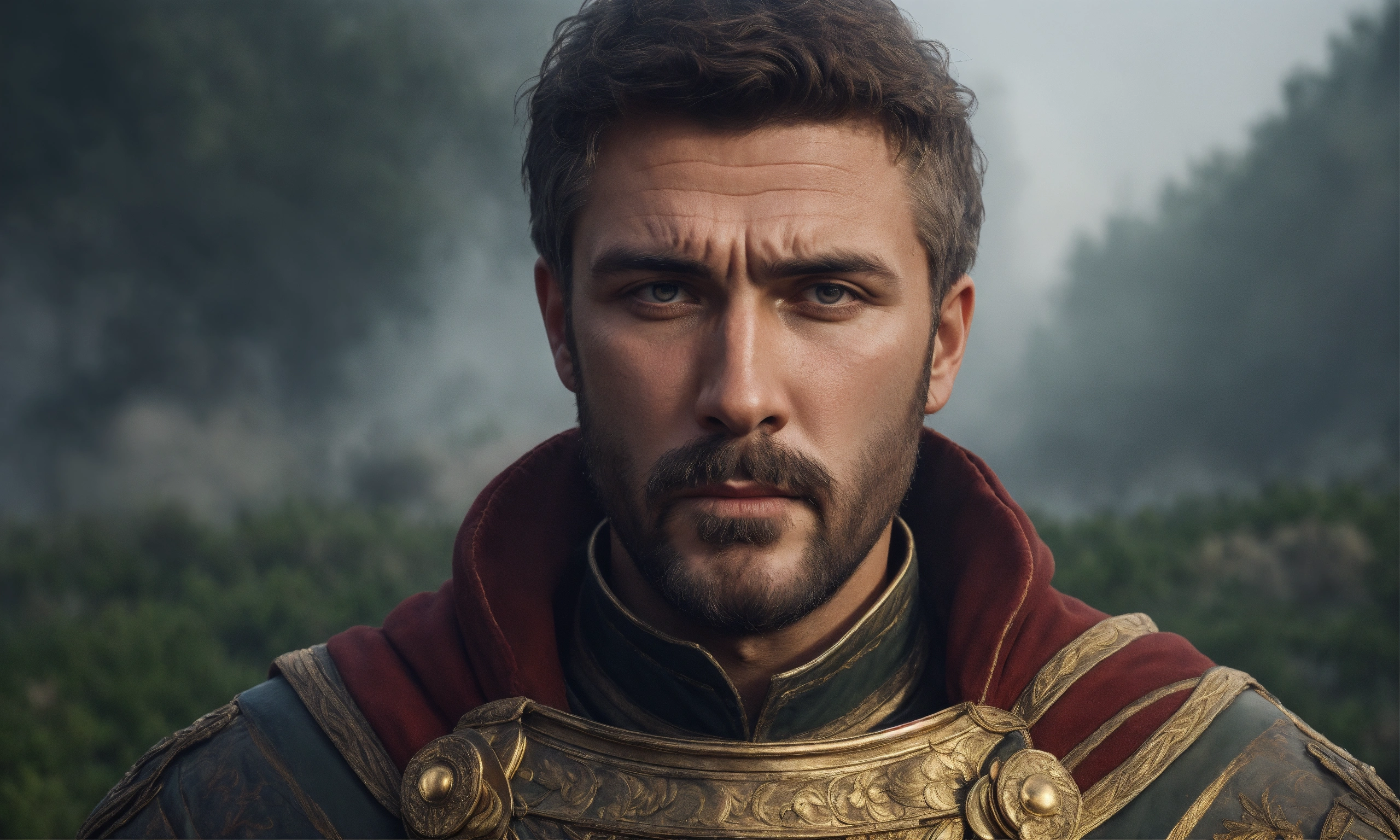 Lexica - Portrait of a stoic man, looks at the camera, clear background ...