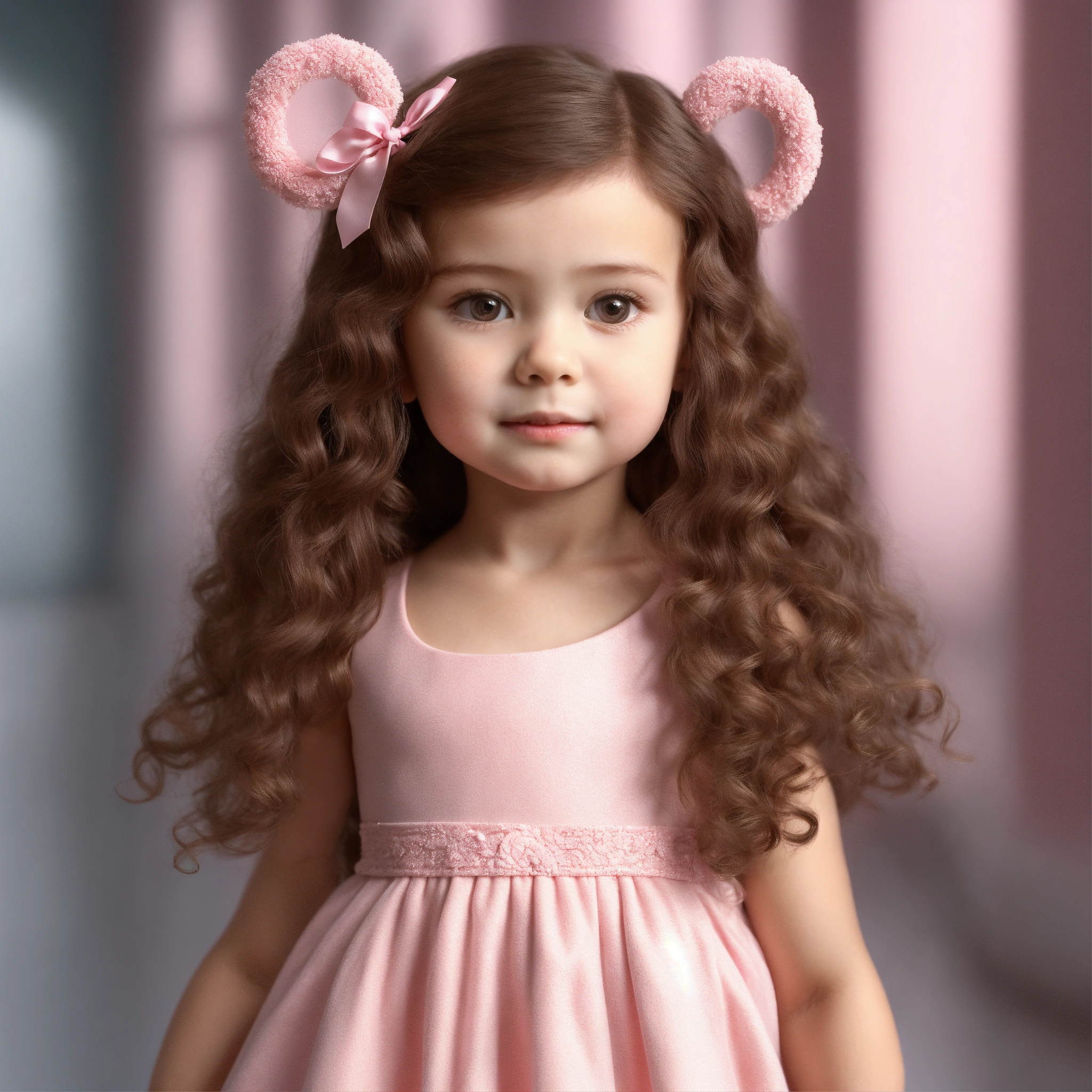 Lexica - Girl, 5 years old, with long curly brown hair, standing with a ...
