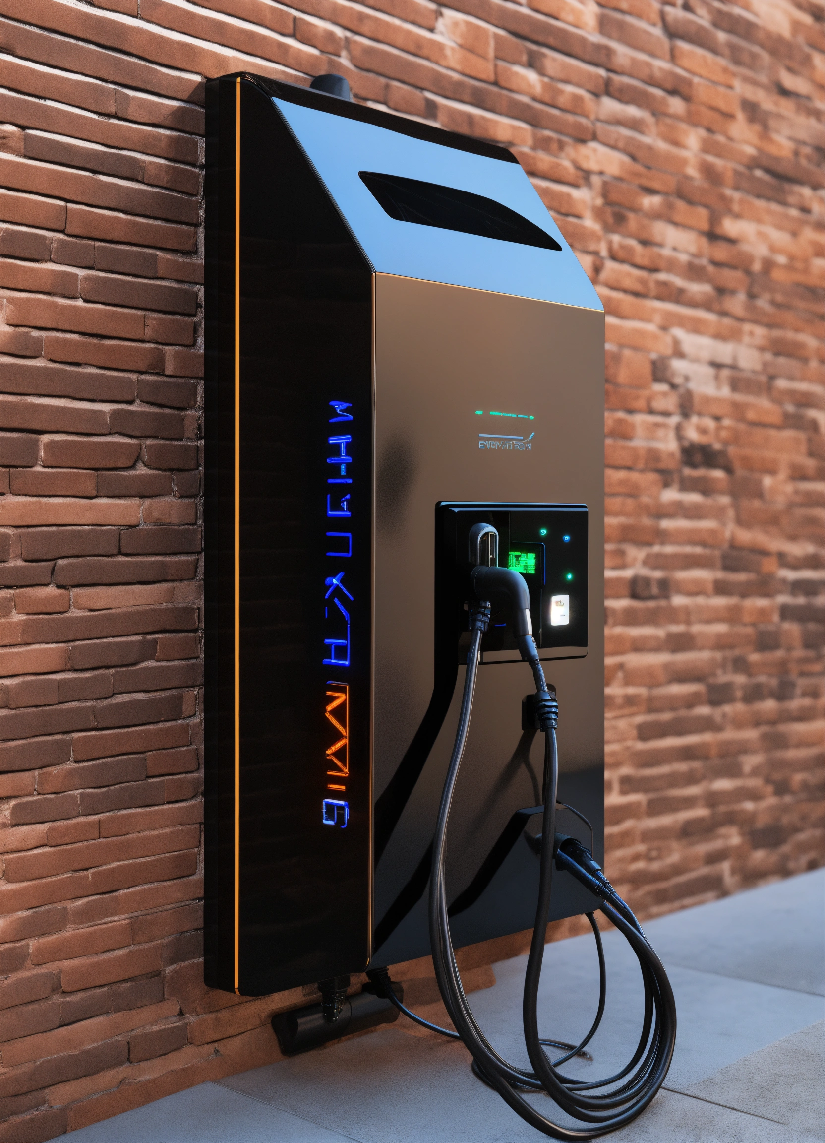 Lexica - Small black Wall mounted portable 11kW EV charger, hi gloss ...