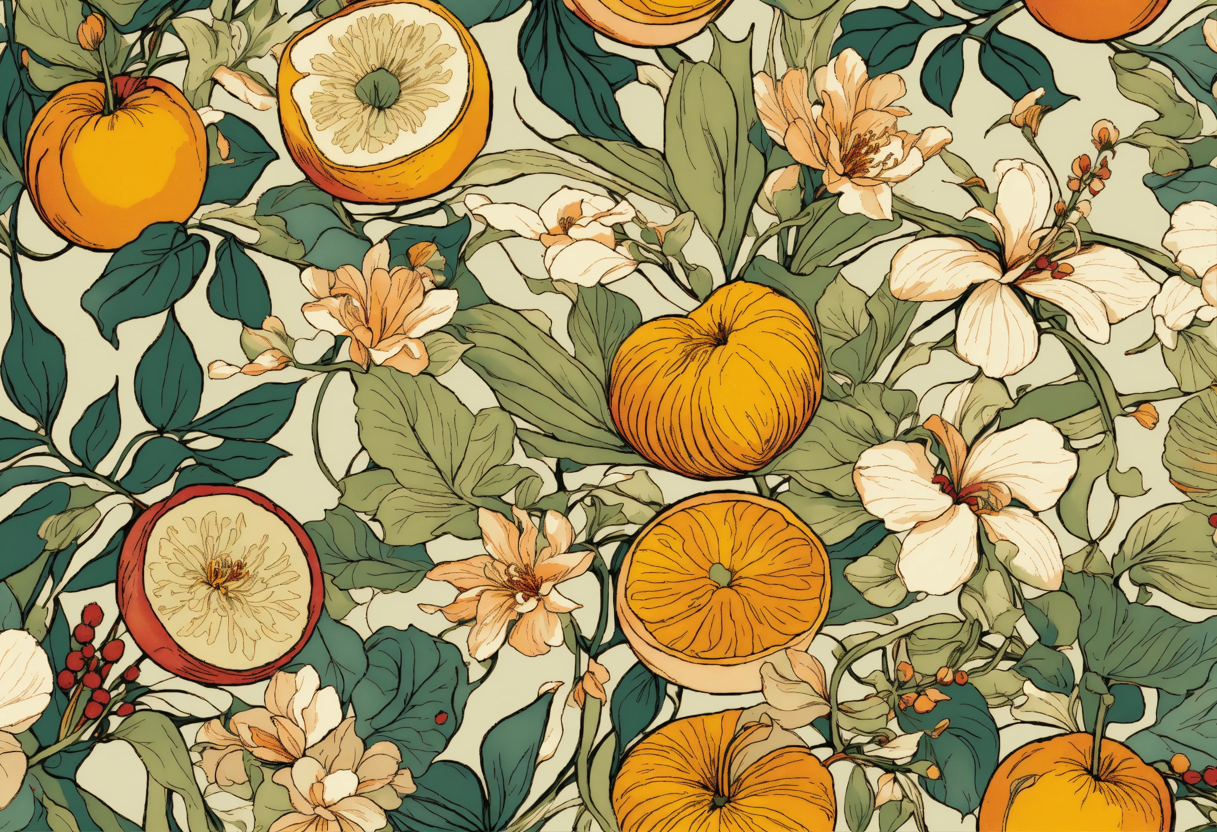 Lexica - Create a stylistic Art Nouveau inspired pattern with a variety ...