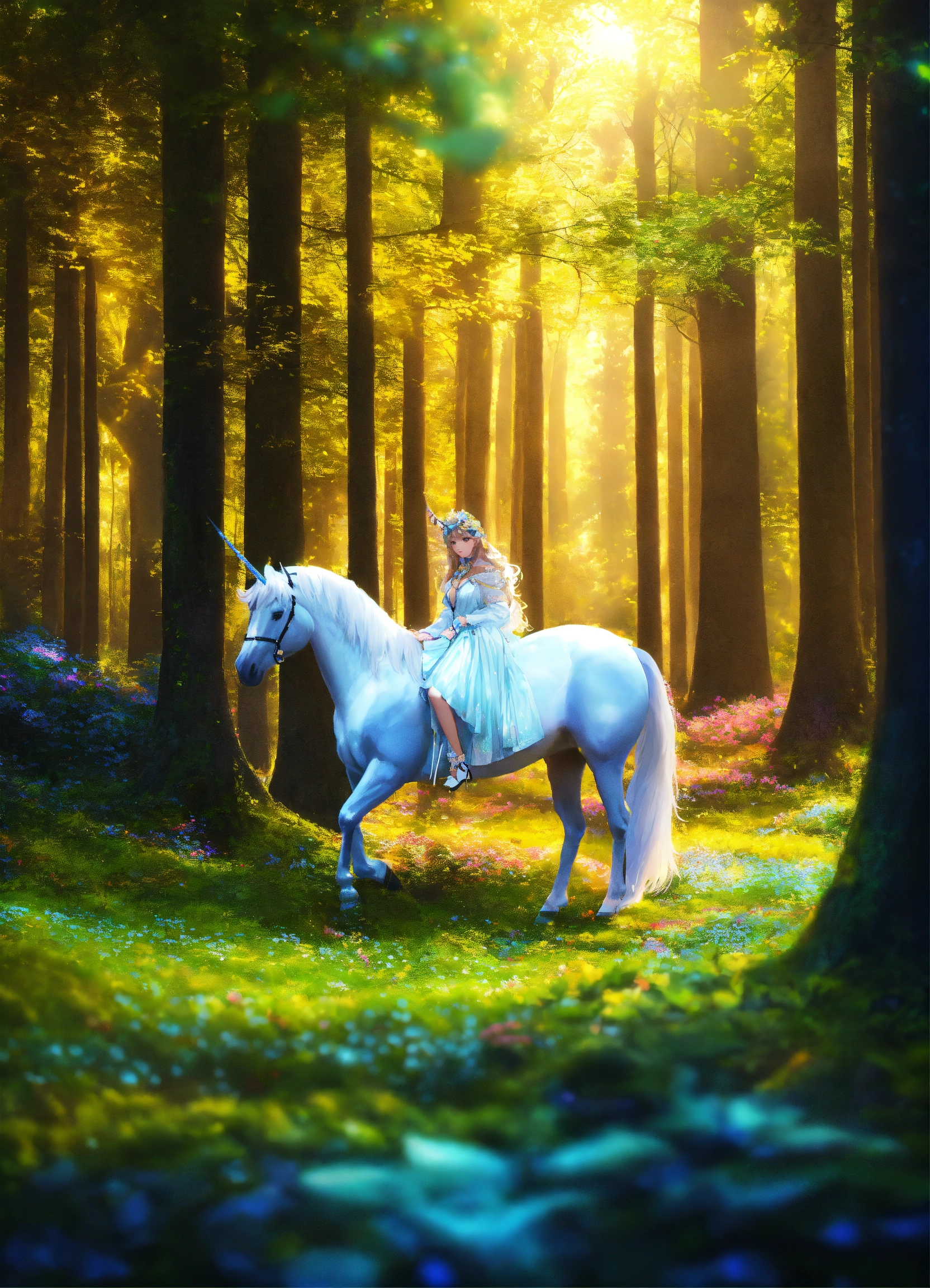 Lexica - Mystery unfolds in an enchanted forest with unicorns in the virtual landscape.