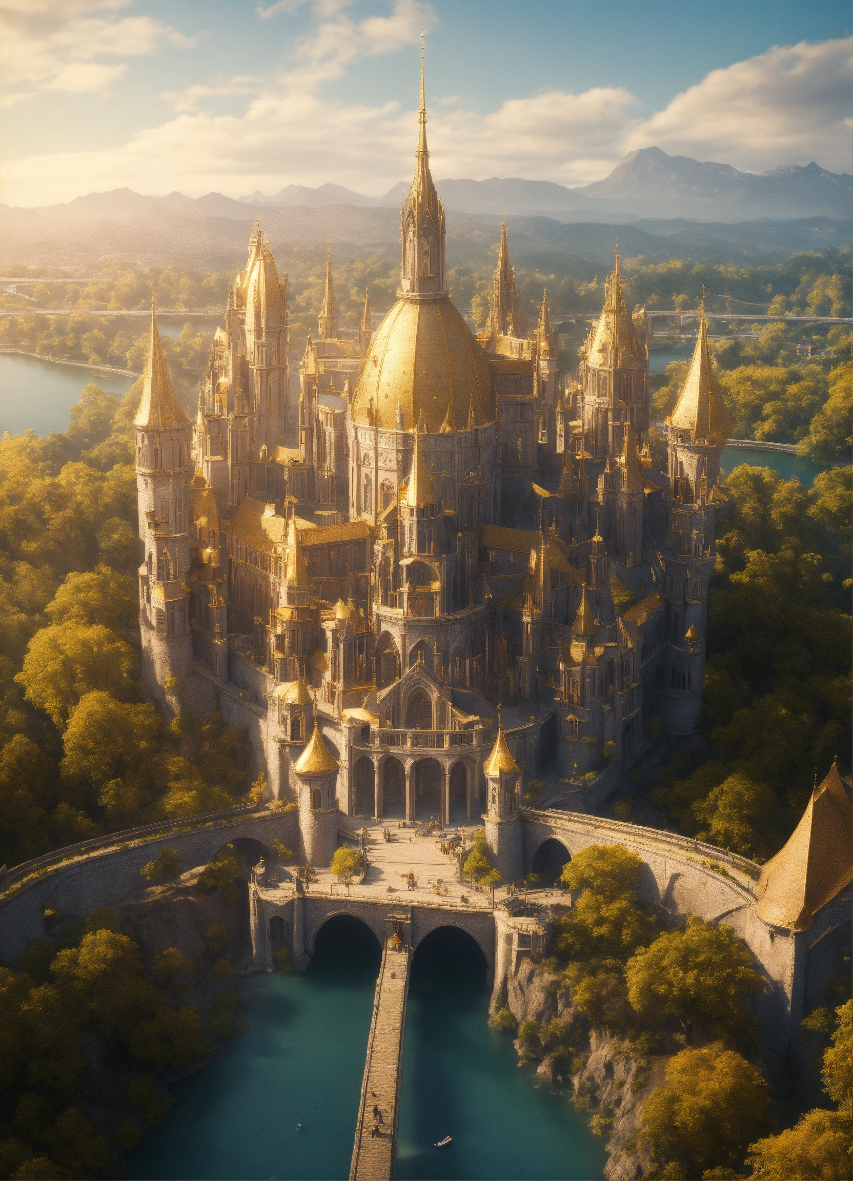 Lexica - Fantasy city surrounding a colossal academy on a bridge in ...