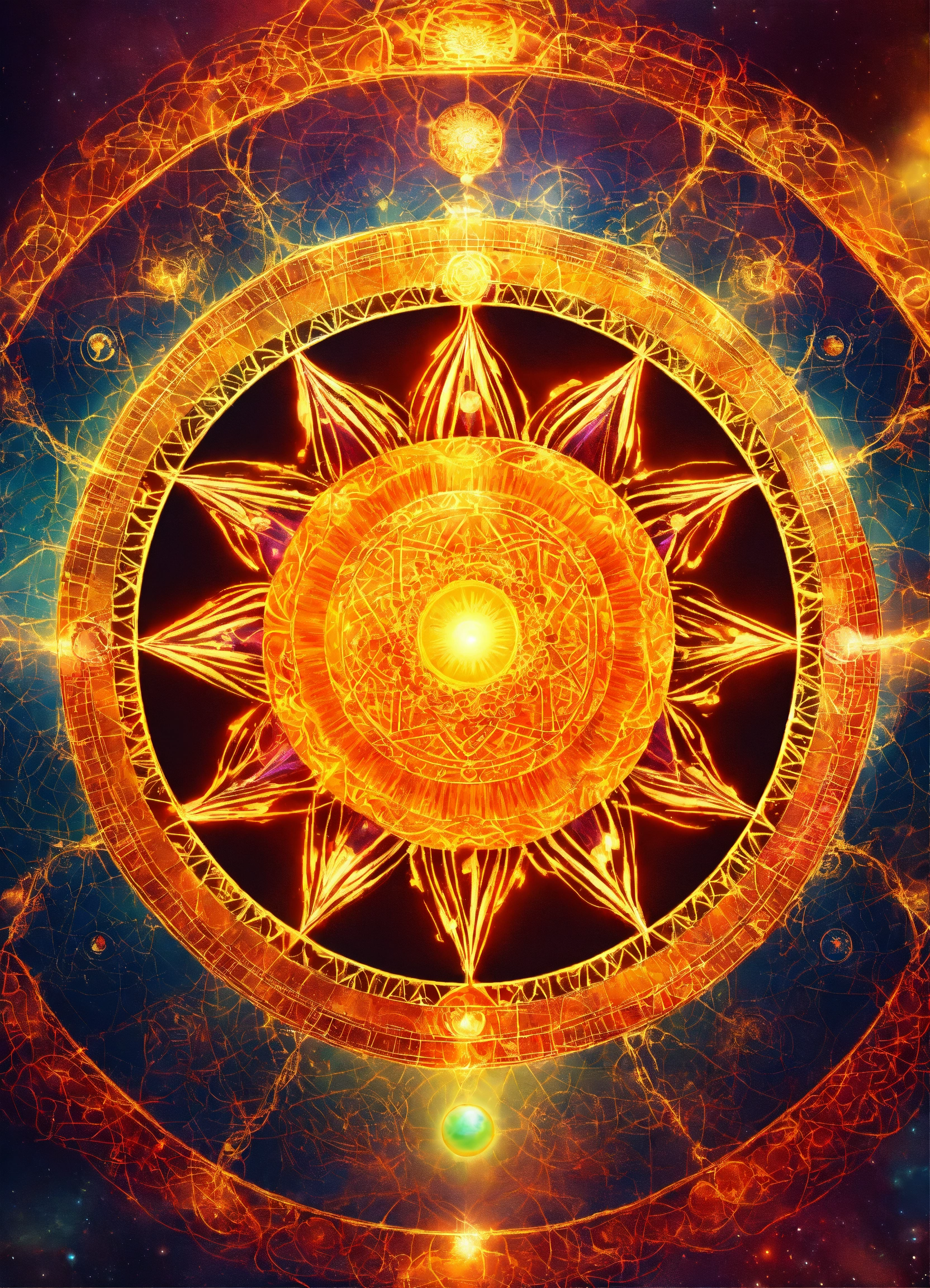 Lexica - Sun, planet, sacred geometry in the backround, aura. spiriual