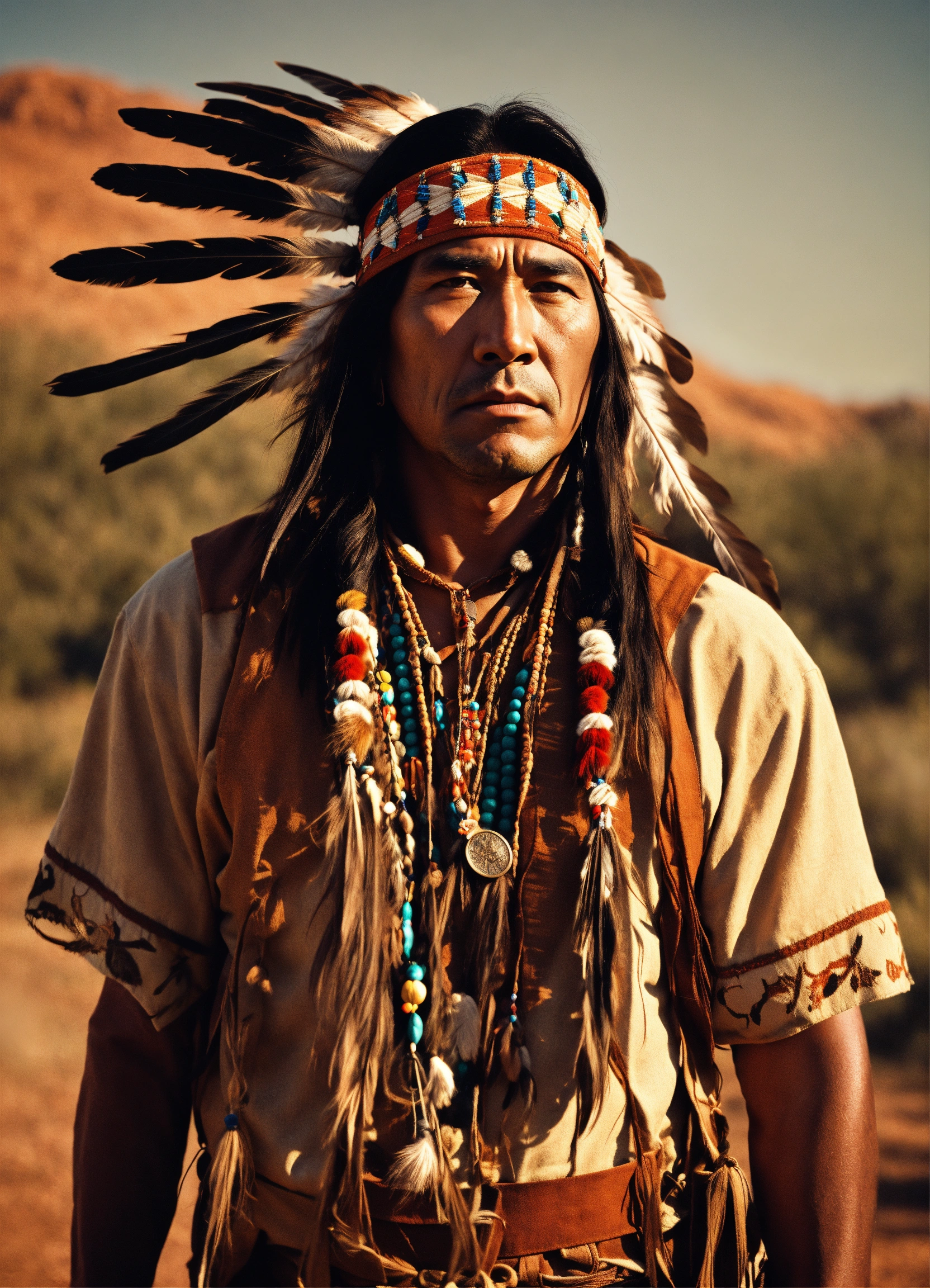 Lexica - Native american National Park man scare expressive no shadow ...