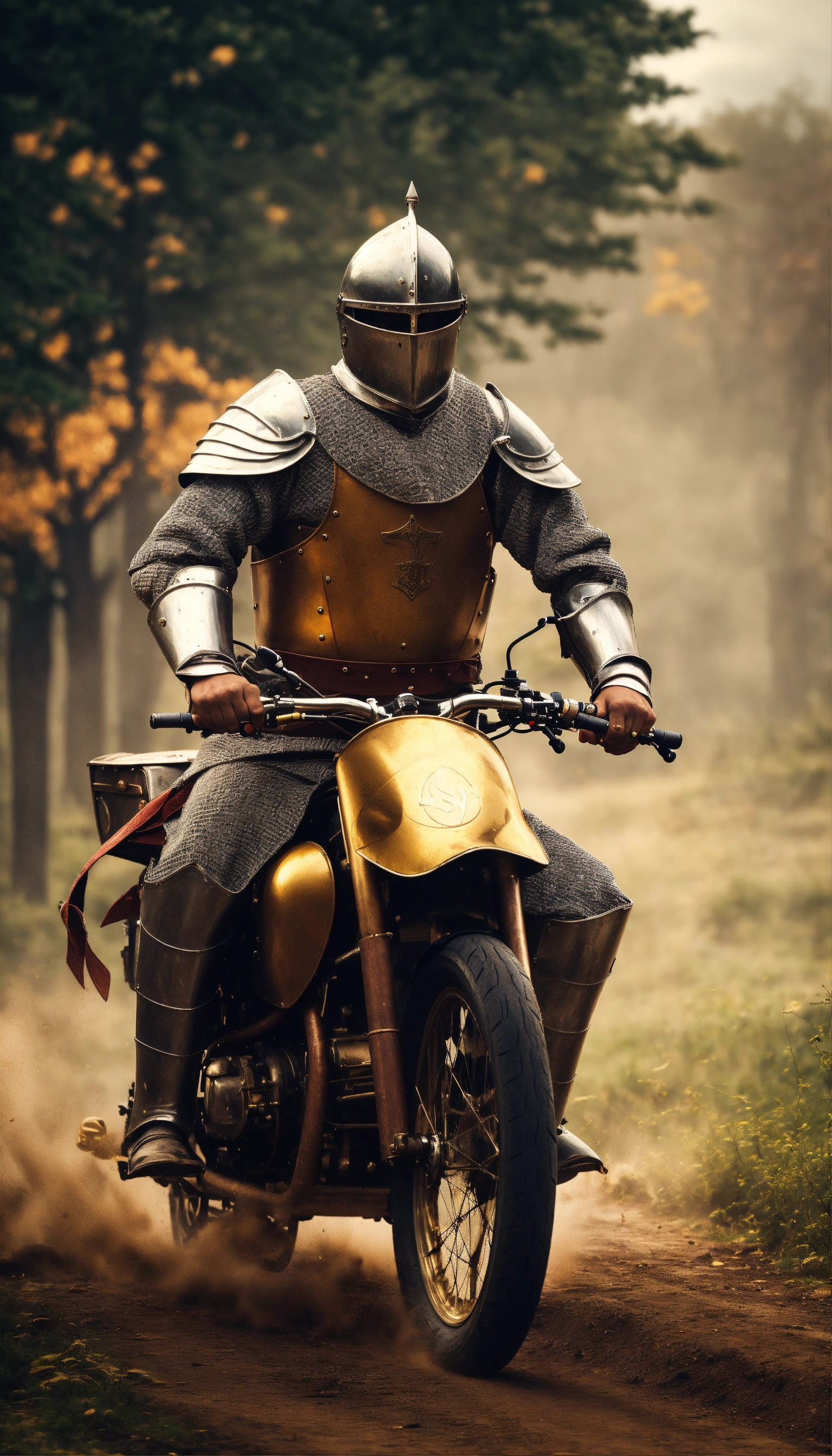 Lexica - Medieval knight riding a motorbike