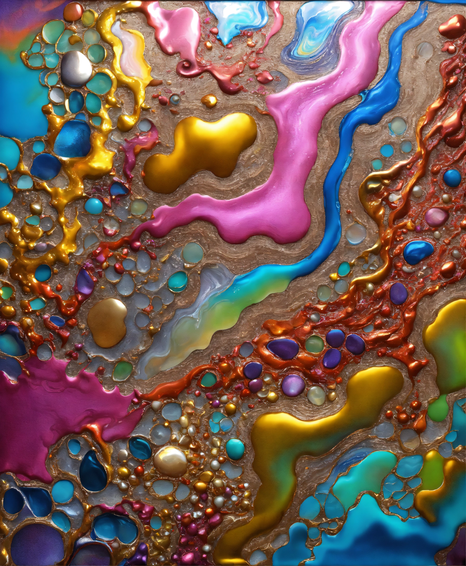 Lexica - Colorful abstract painting oil and water complex complicated ...
