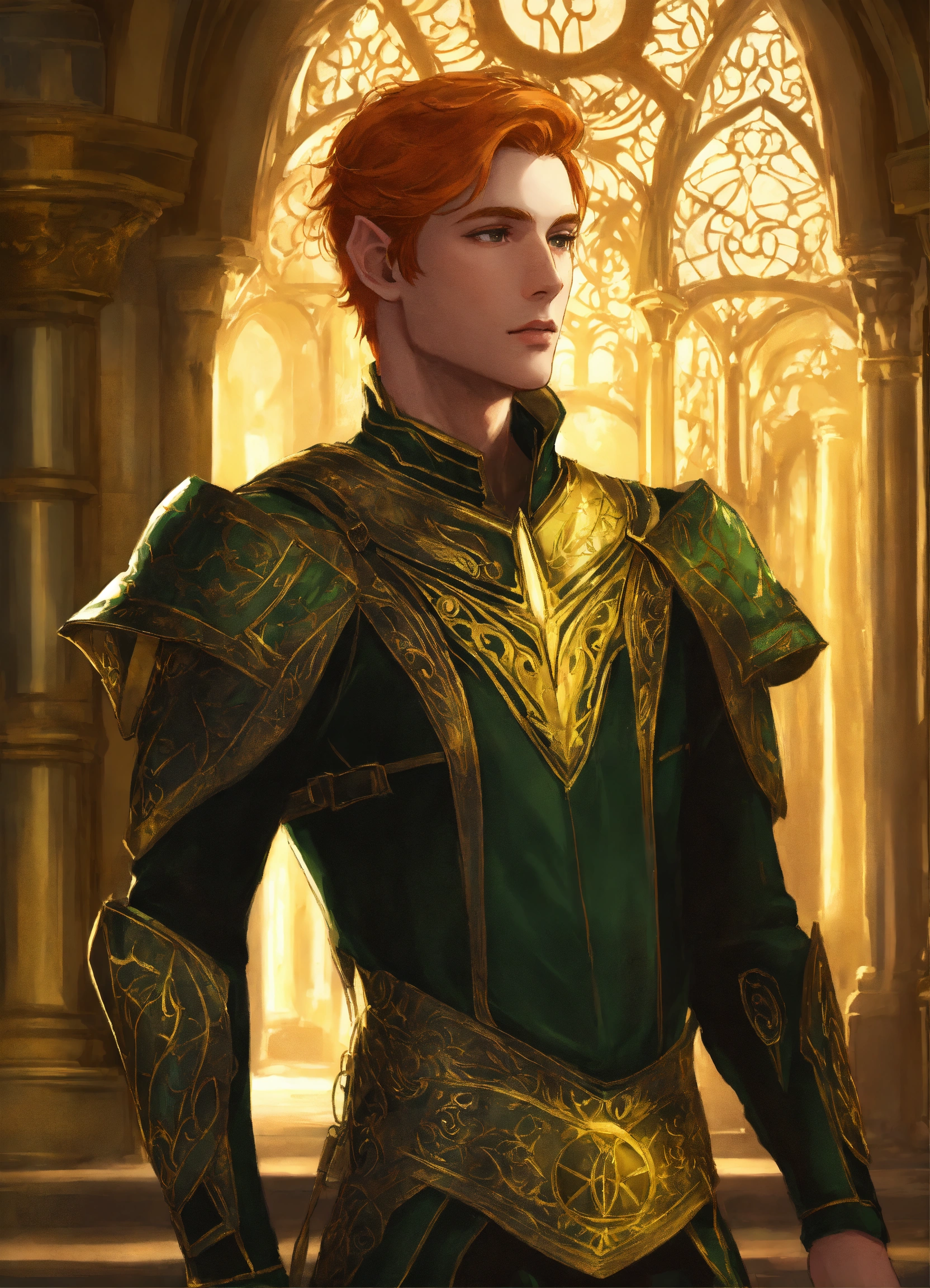 Lexica - Drawing of an elf, royalty, sci fi, cybernetic, black and gold ...