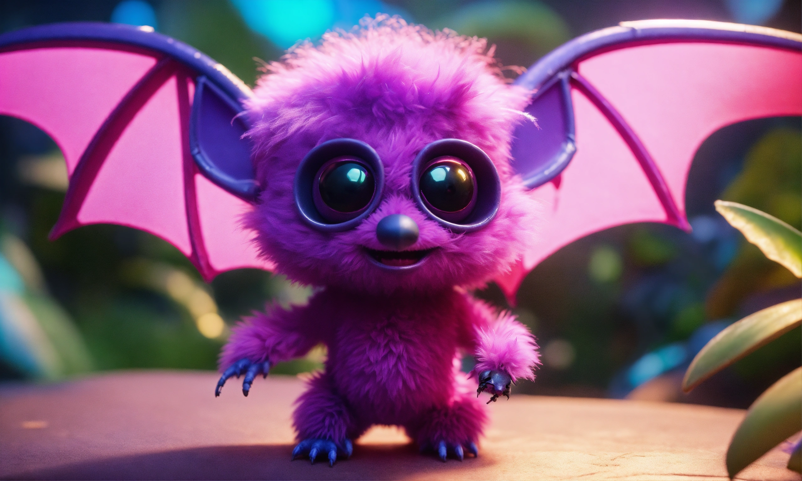 Lexica - Crazy cute fuzzy pink and purple alien fruitbat character with ...