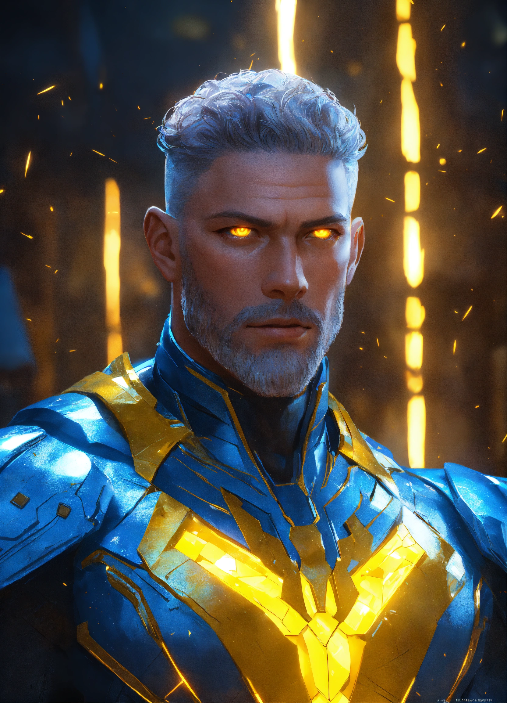 Lexica - "magical Wisdom god", energy bolts, sparkles, lights, blue ...