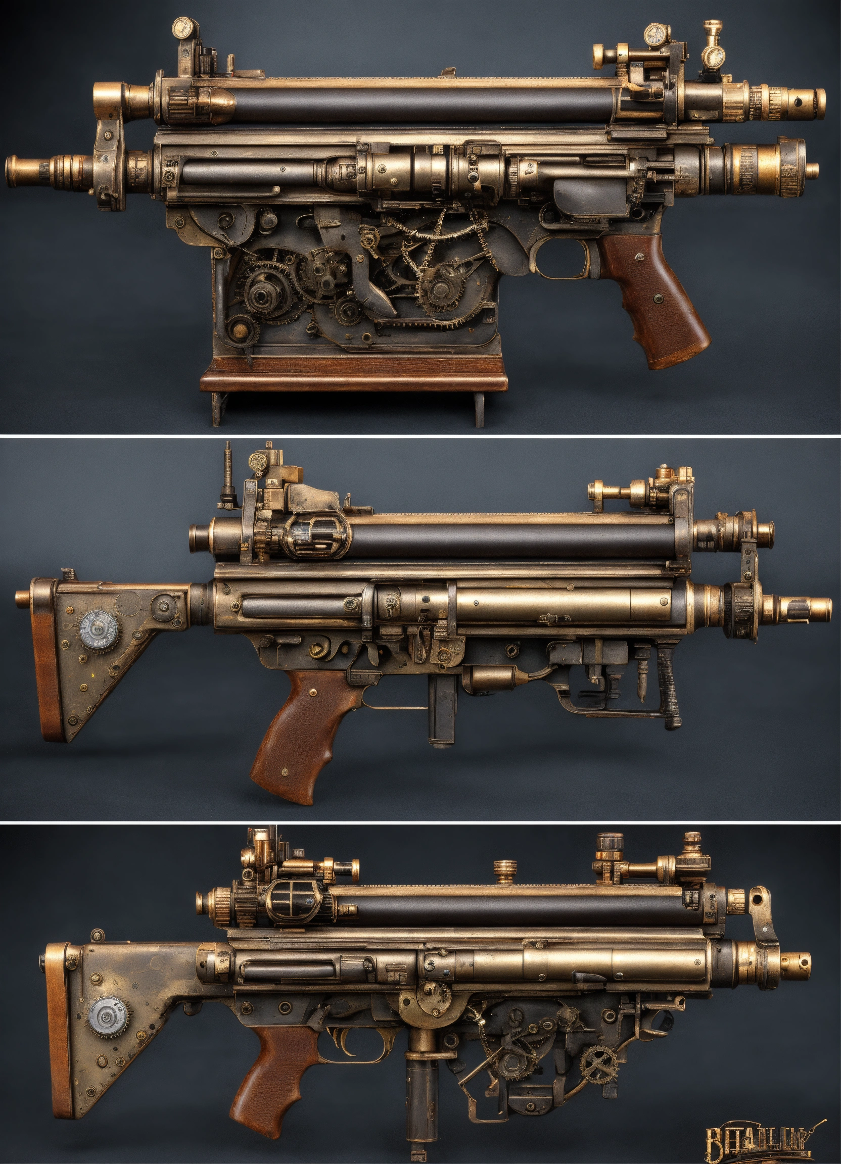 Lexica - Ultra detailed realistic steampunk submachine gun
