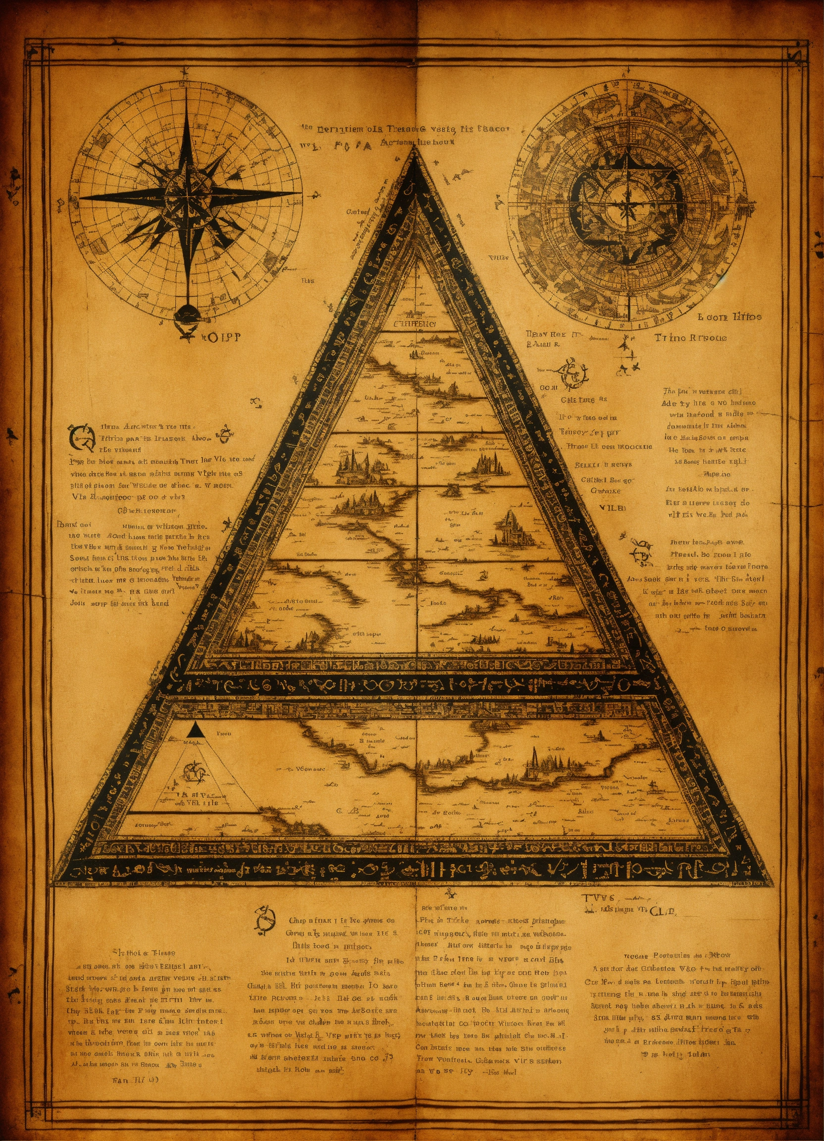 Lexica - Ancient treasure map art, triangular symbols, old vibes