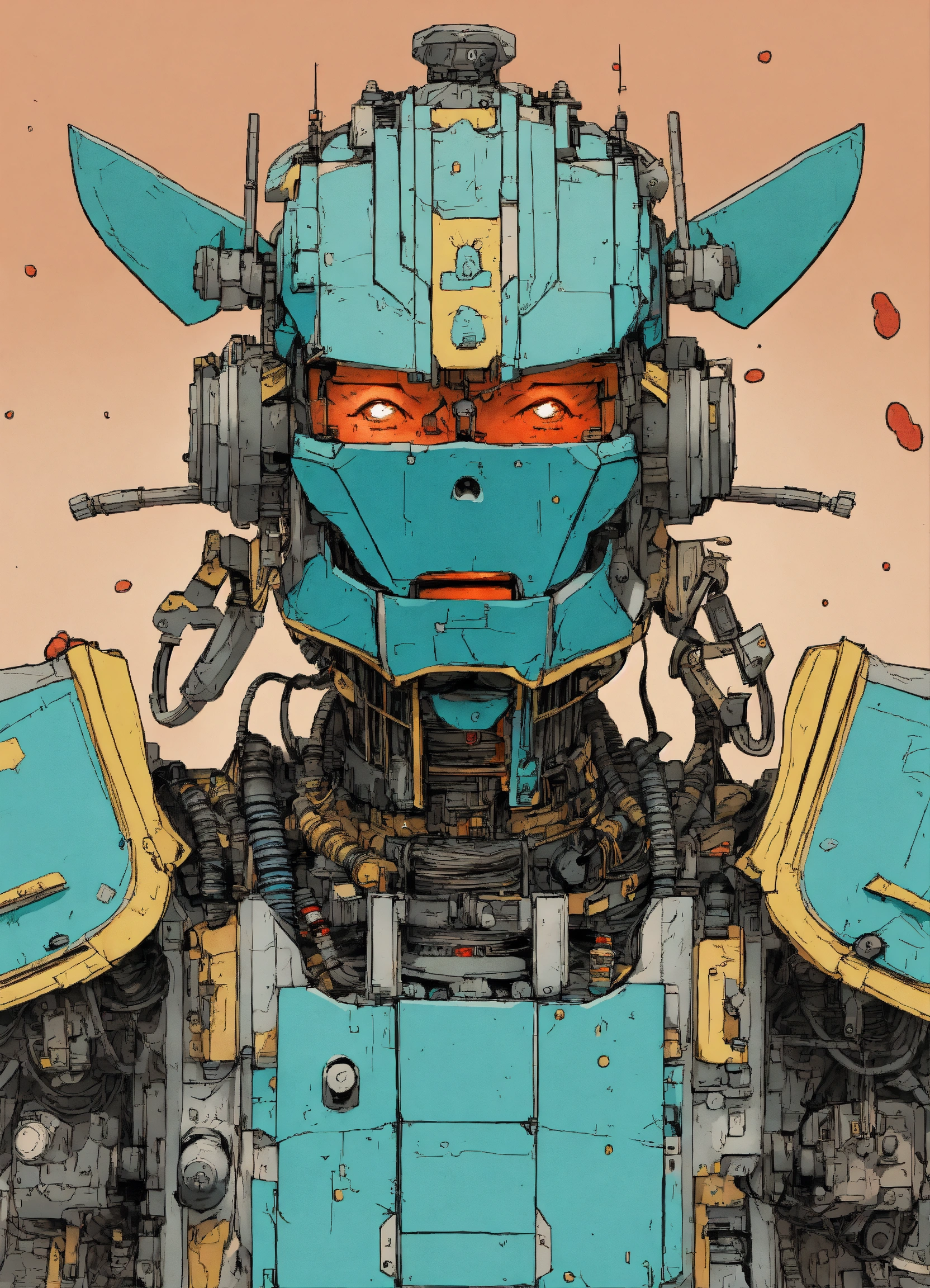 Lexica - Detailed pen and ink illustration of a samurai robot cyborg ...