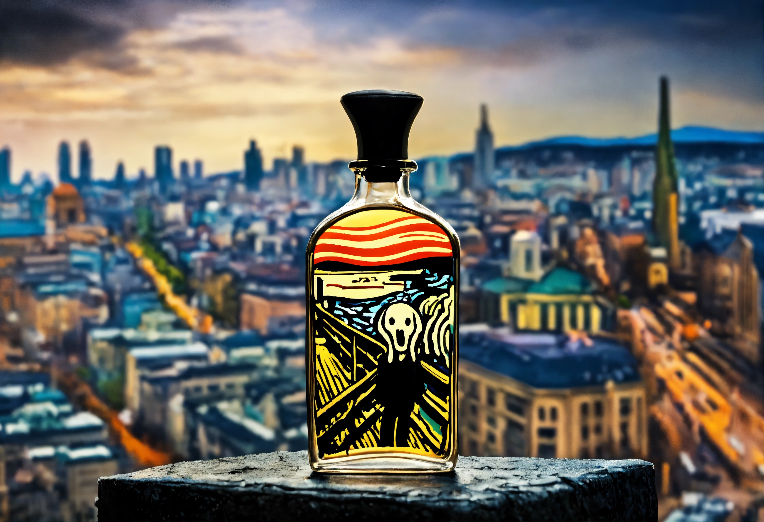 Lexica - Hand-made modeling, view on real fragrance bottle, "The Scream ...
