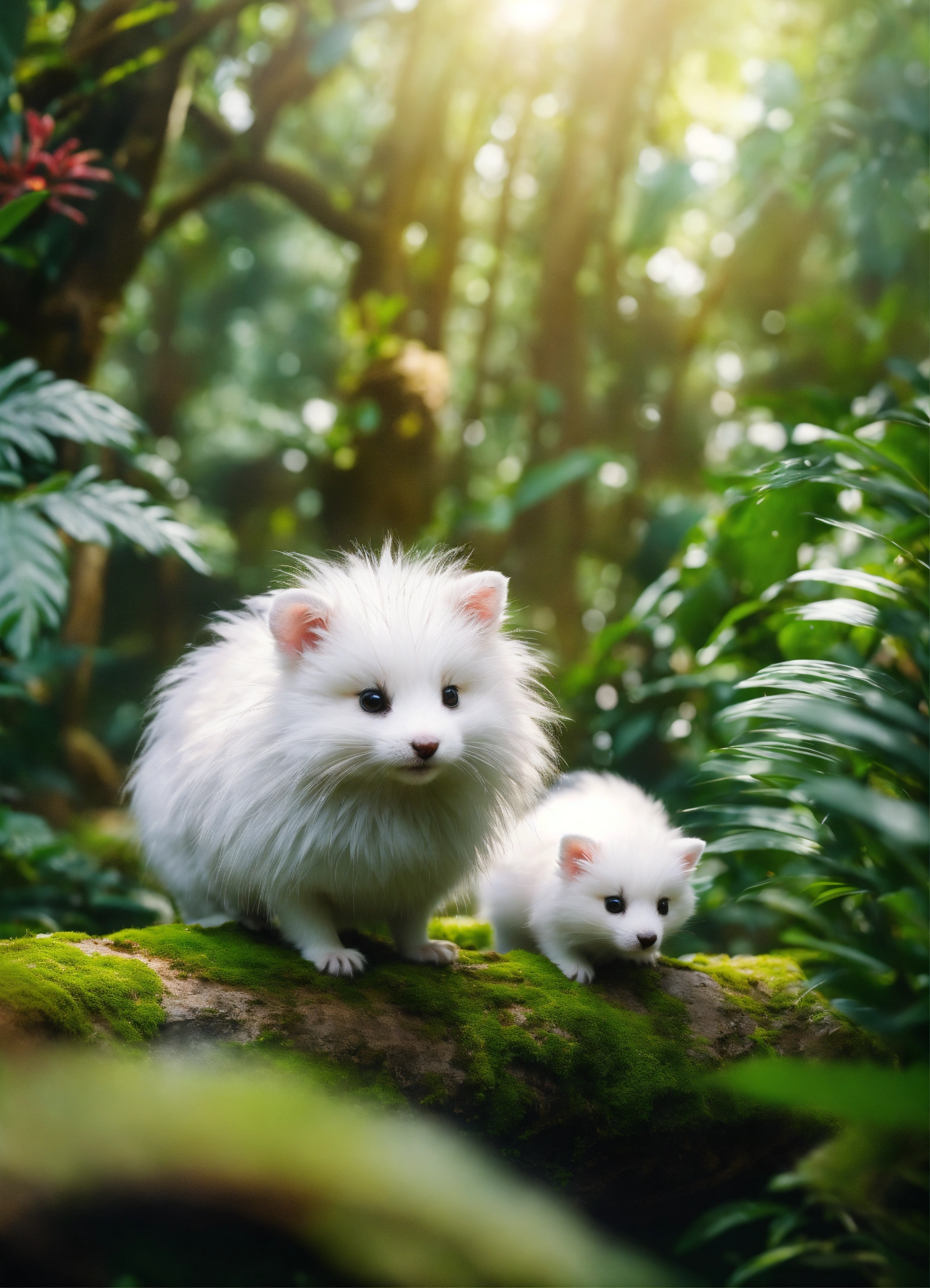 Lexica - Ultra beautiful little white furry creatures in a beautiful ...