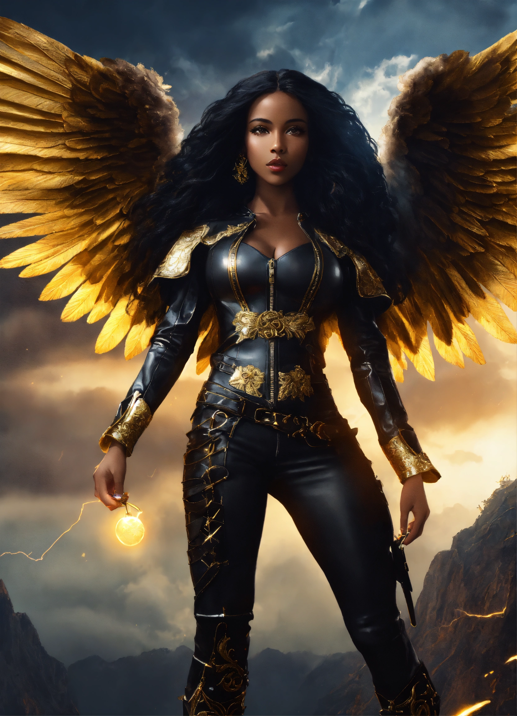 Lexica - Full body beautiful black goddess angel with wings, Beautiful ...