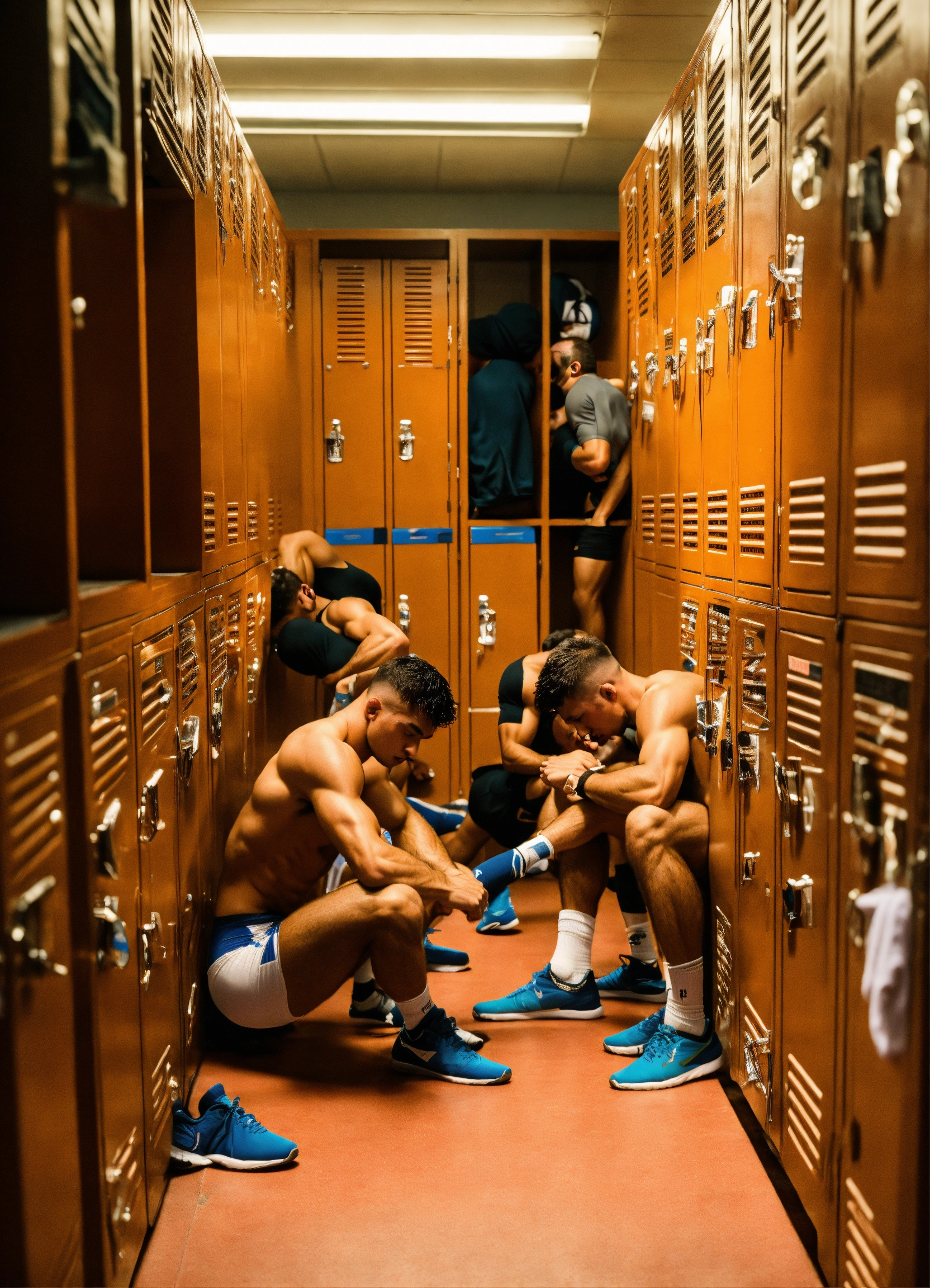 Lexica - Group of skinny handsome boxer wrestlers young cuddling guys ...