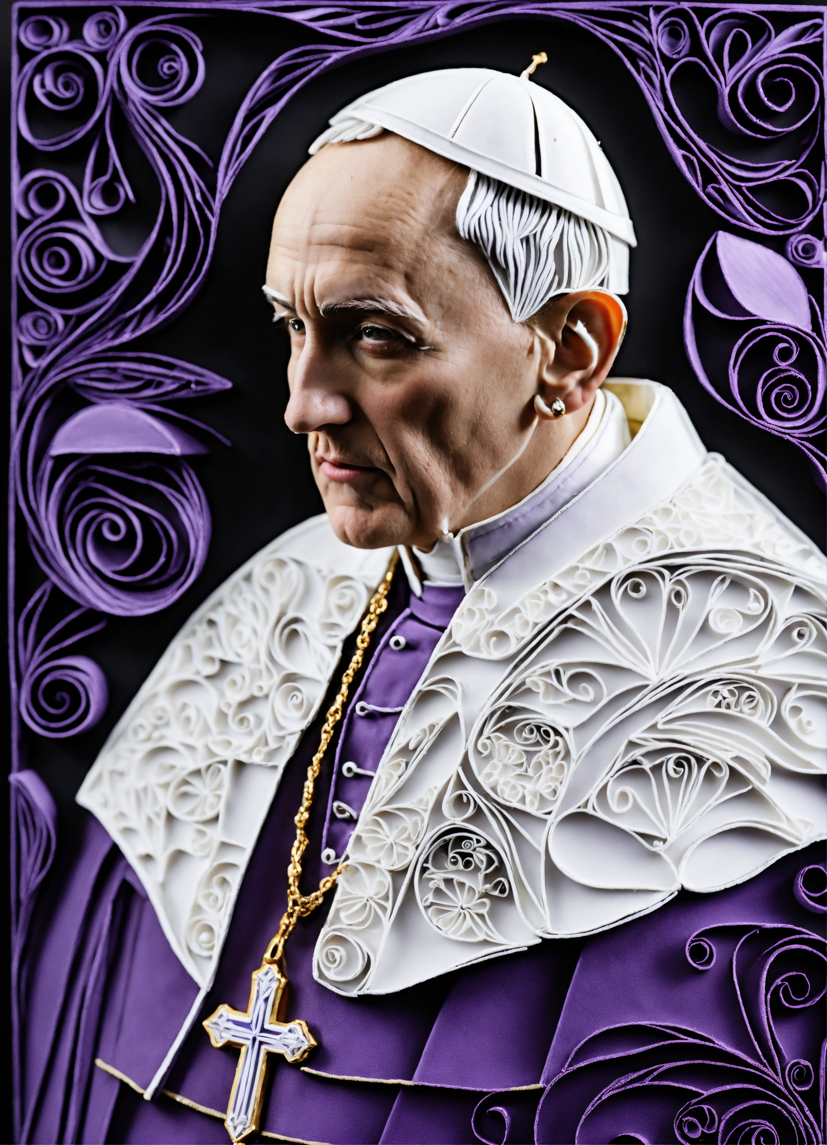 Lexica - Beautiful man pope quilling white purple