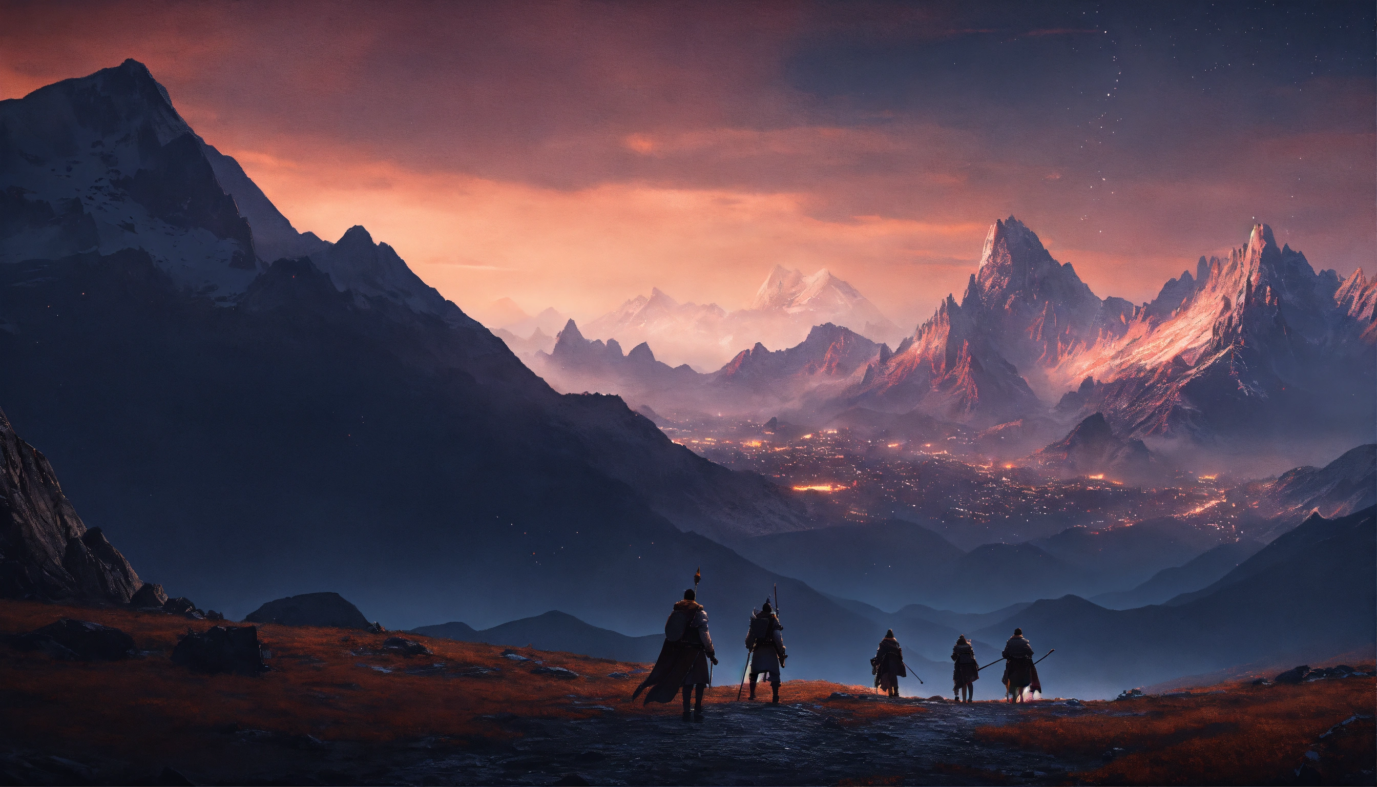 Lexica - Sharp mountain range with giants walking along, mountains ...