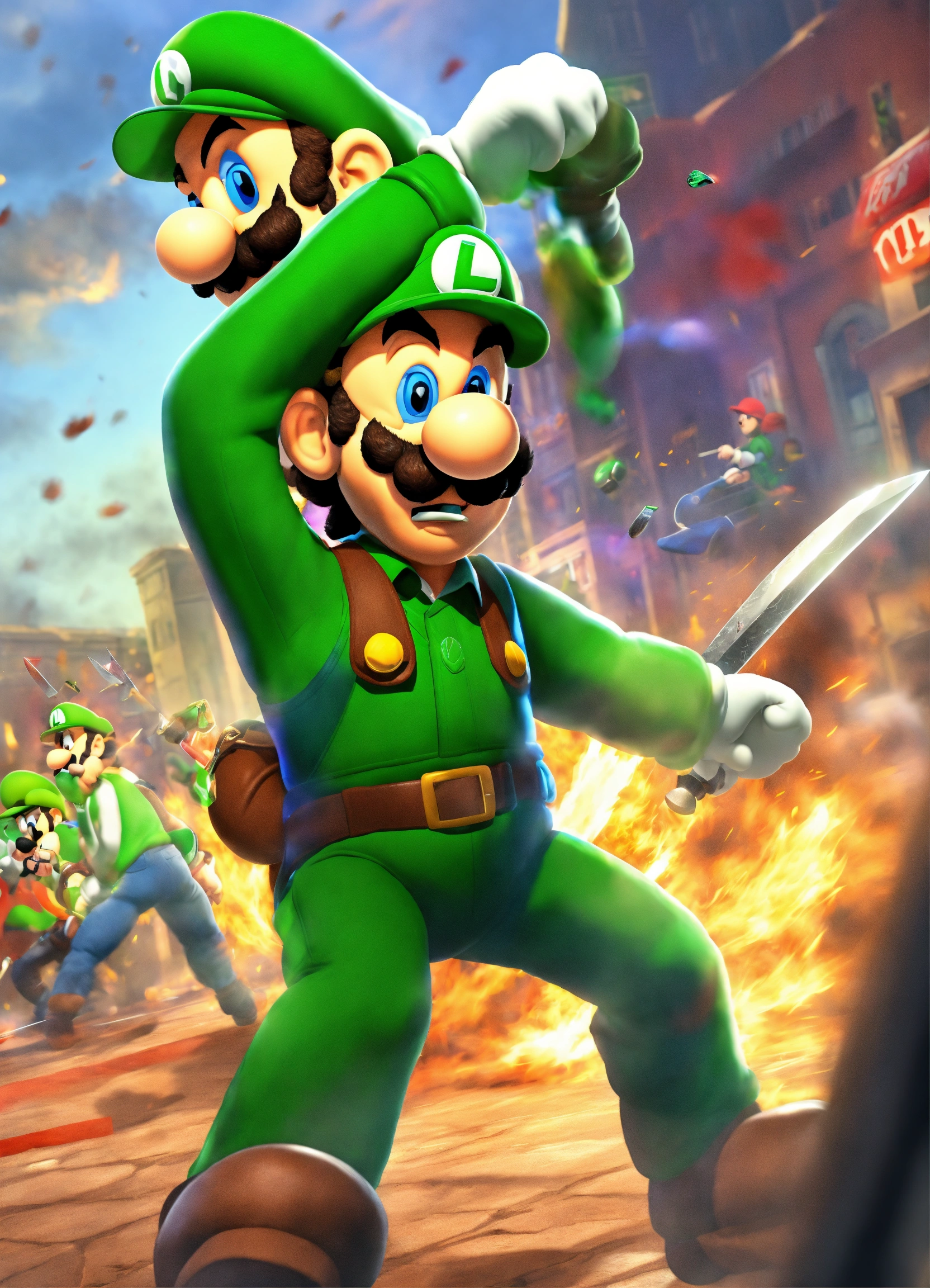 Lexica - Luigi getting tackled by a psycho angry man with a knife being ...