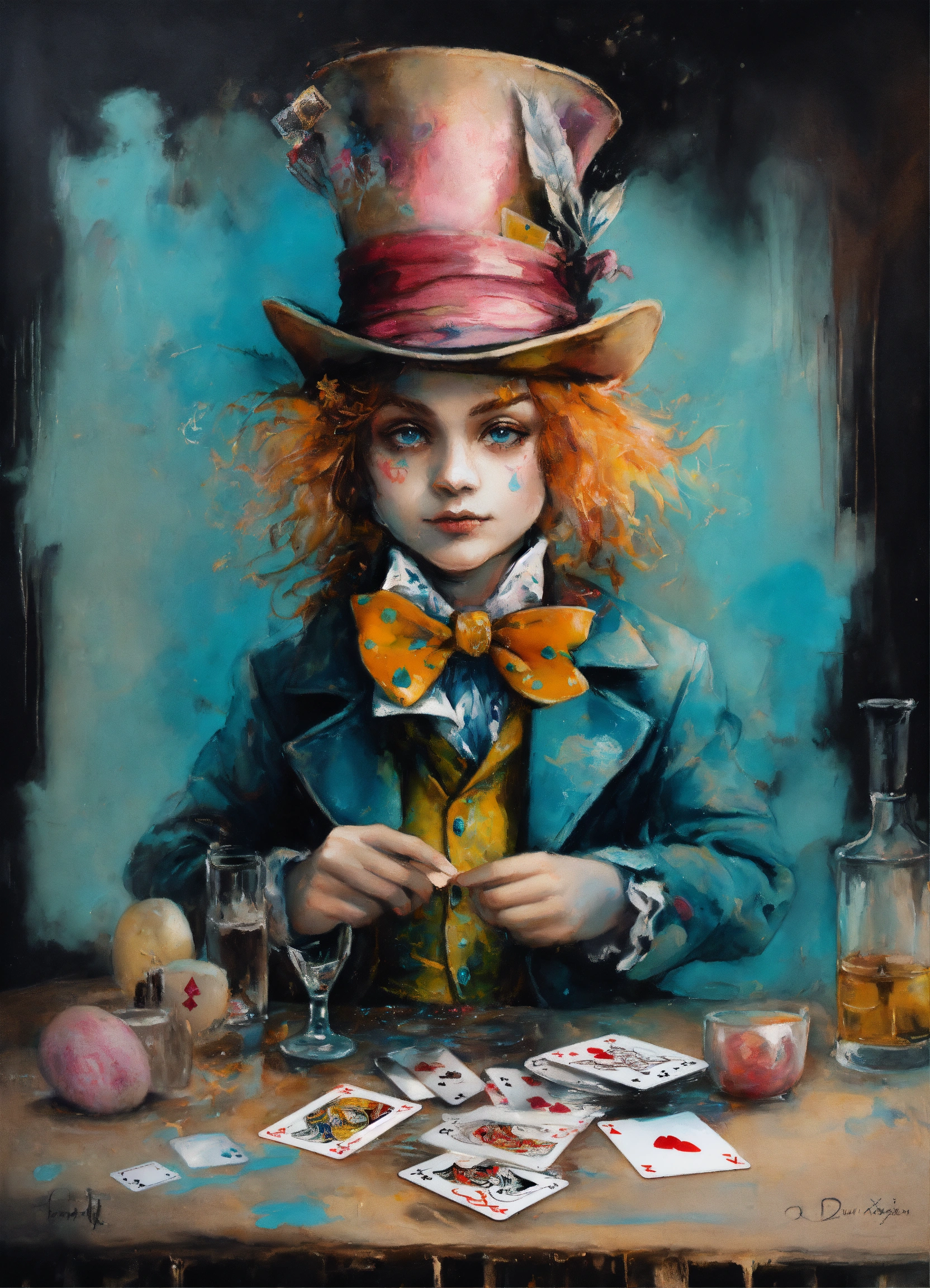 Lexica Mixed Media Oil Painting Of A Beautiful Adorable Mad Hatter