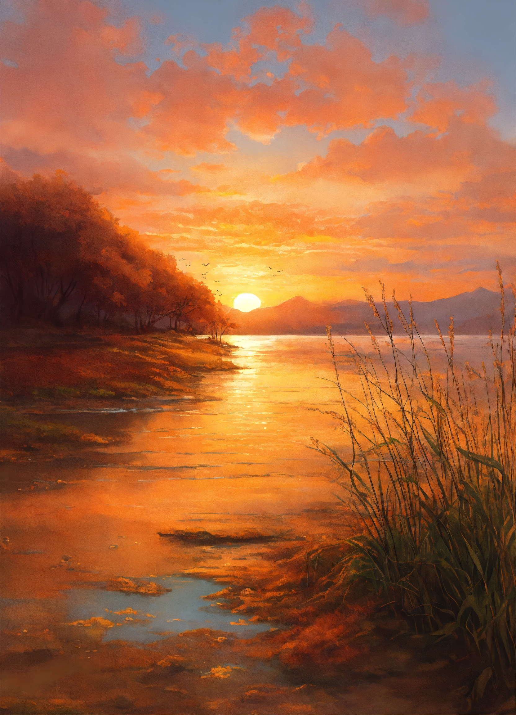 Lexica - Illustrate a calming sunrise or sunset to represent the ...
