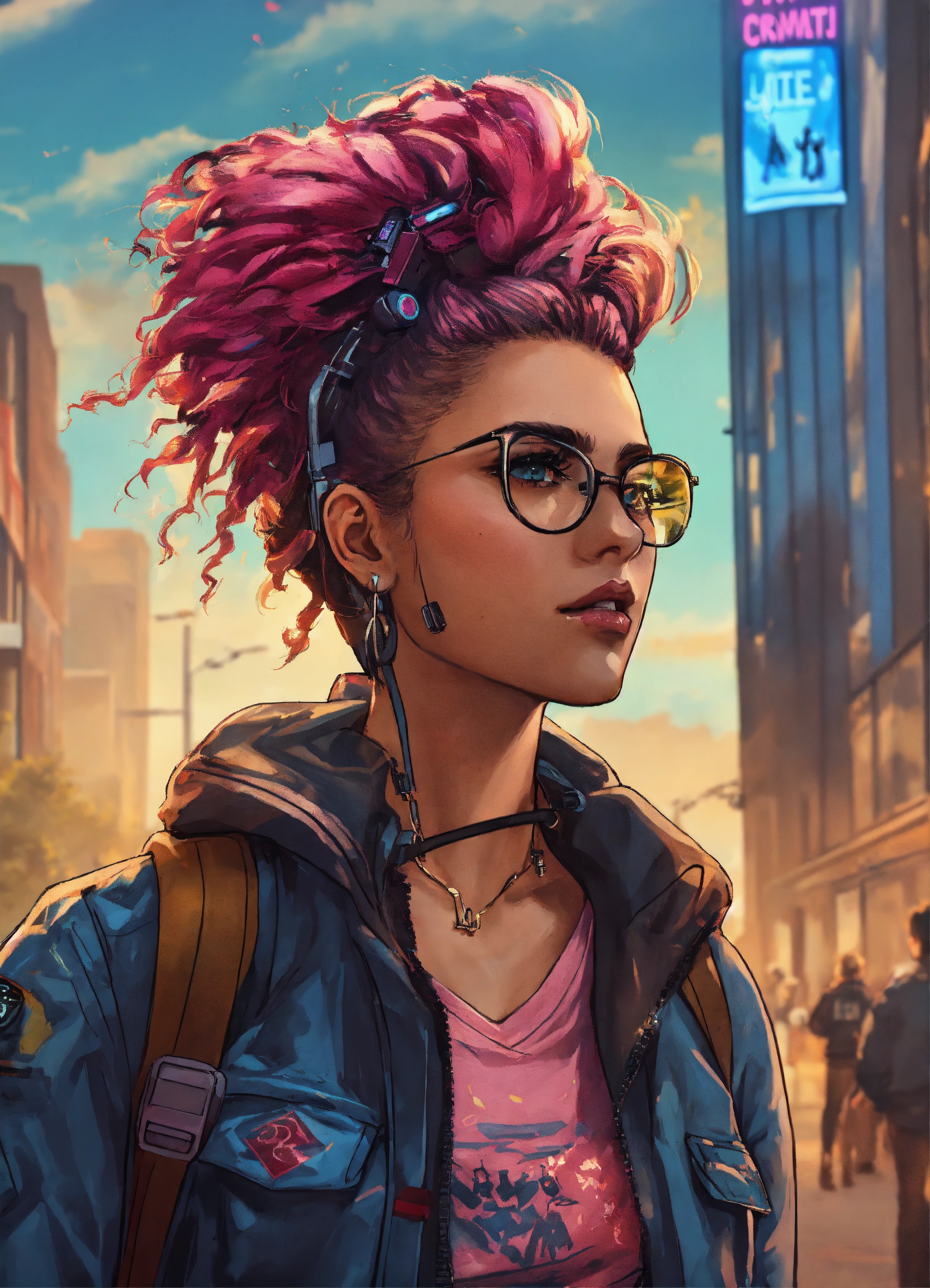 Lexica - Female cyberpunk college student crazy hair protesting ...