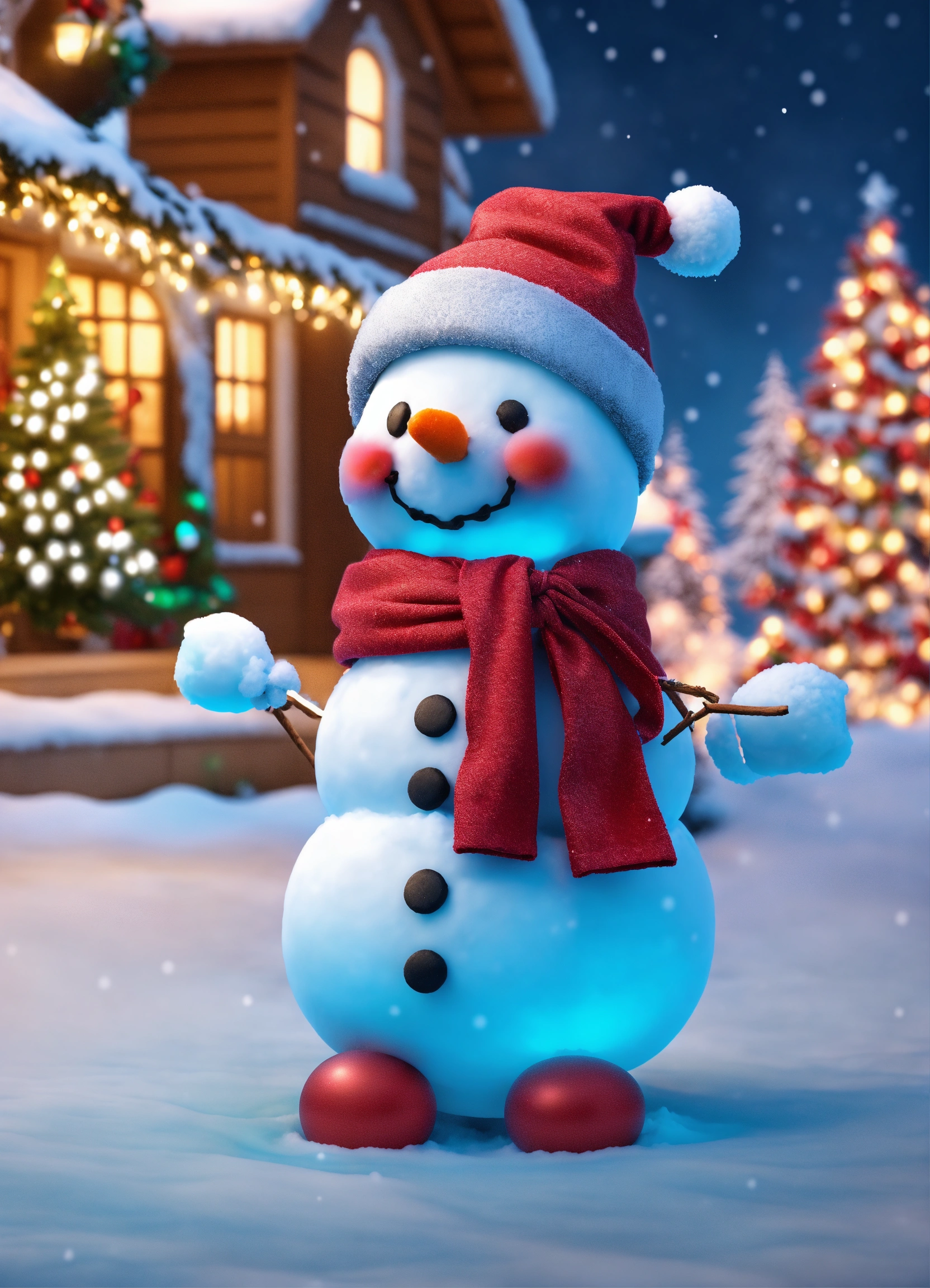 Lexica - 3d realistic cute snoman during Christmas aurora snowman. 8k ...
