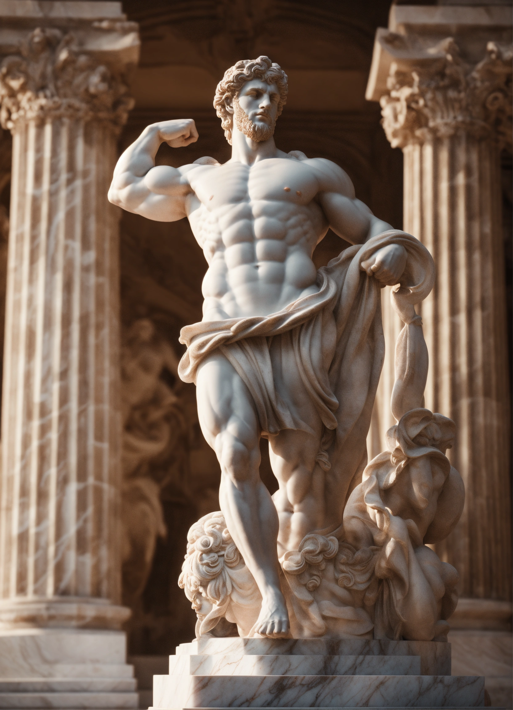 Lexica - Muscular Greek marble statues flexing their muscles. intricate ...