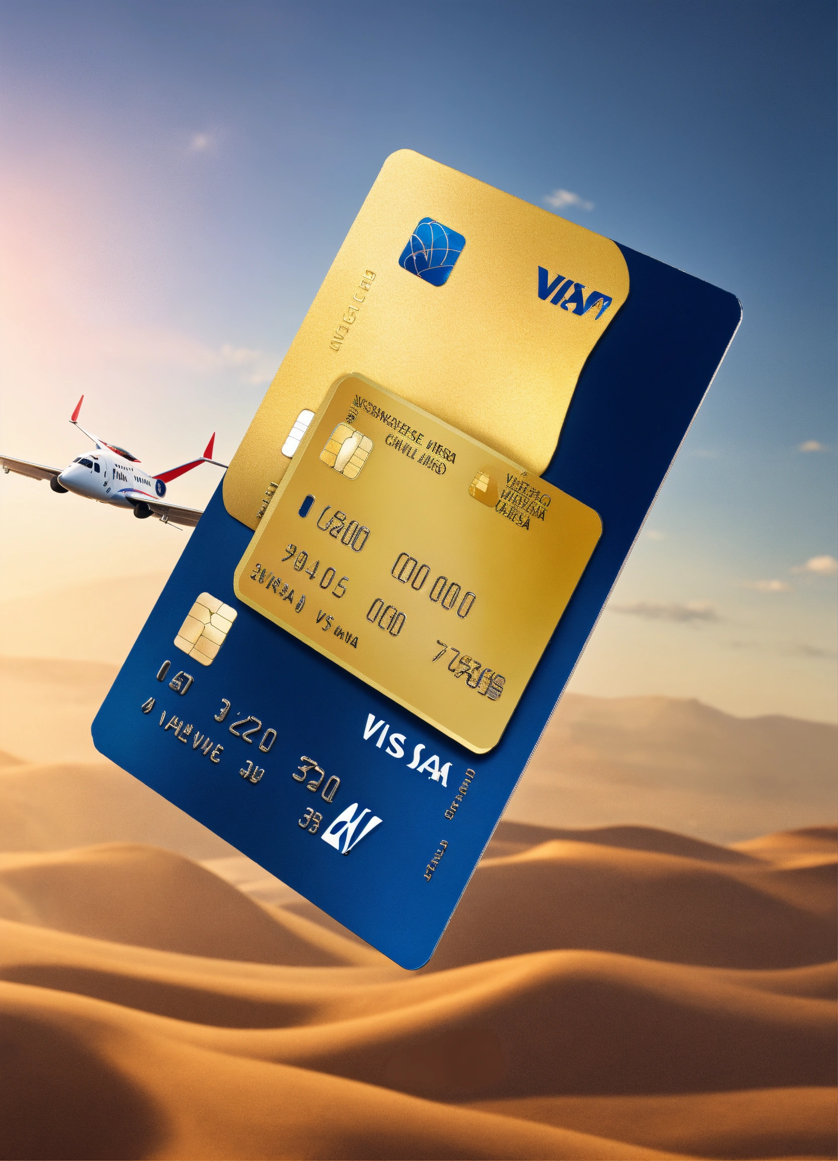 Lexica - 3D flying visa card without text just card with logo