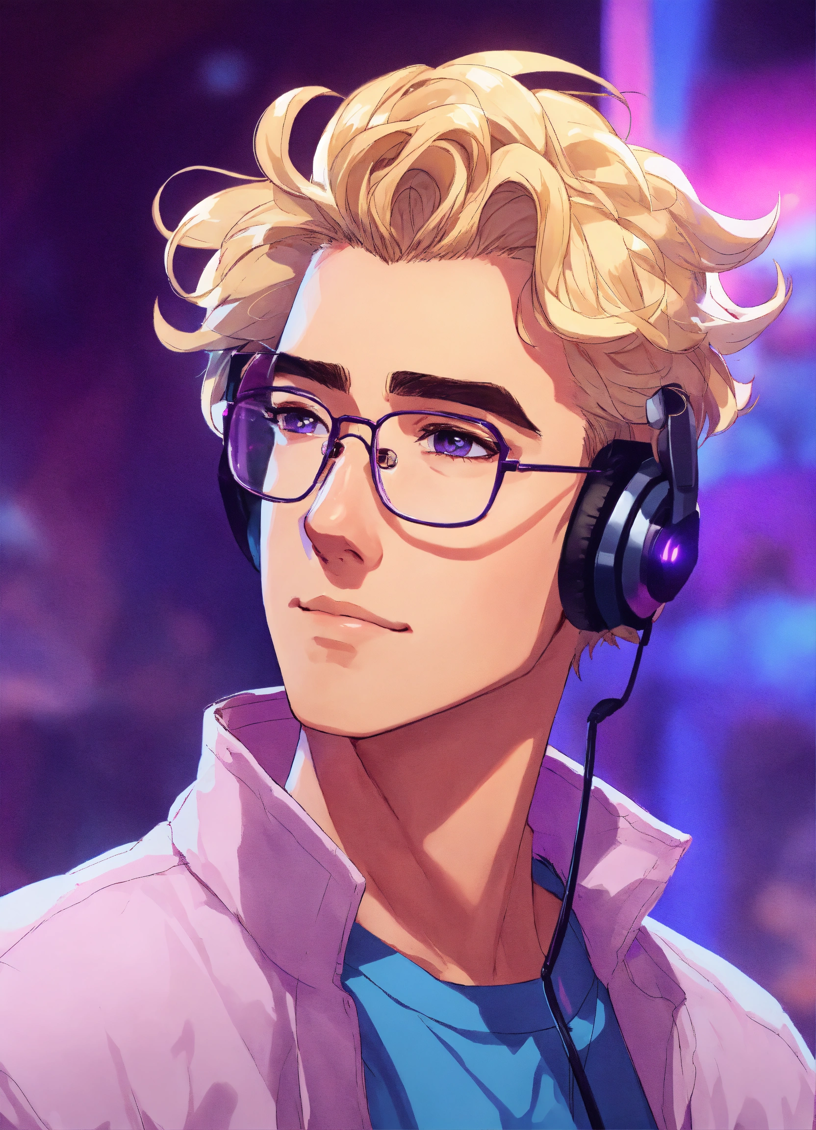 Lexica - A male gaming streamer, blonde hair, clean shaved, short wavy ...