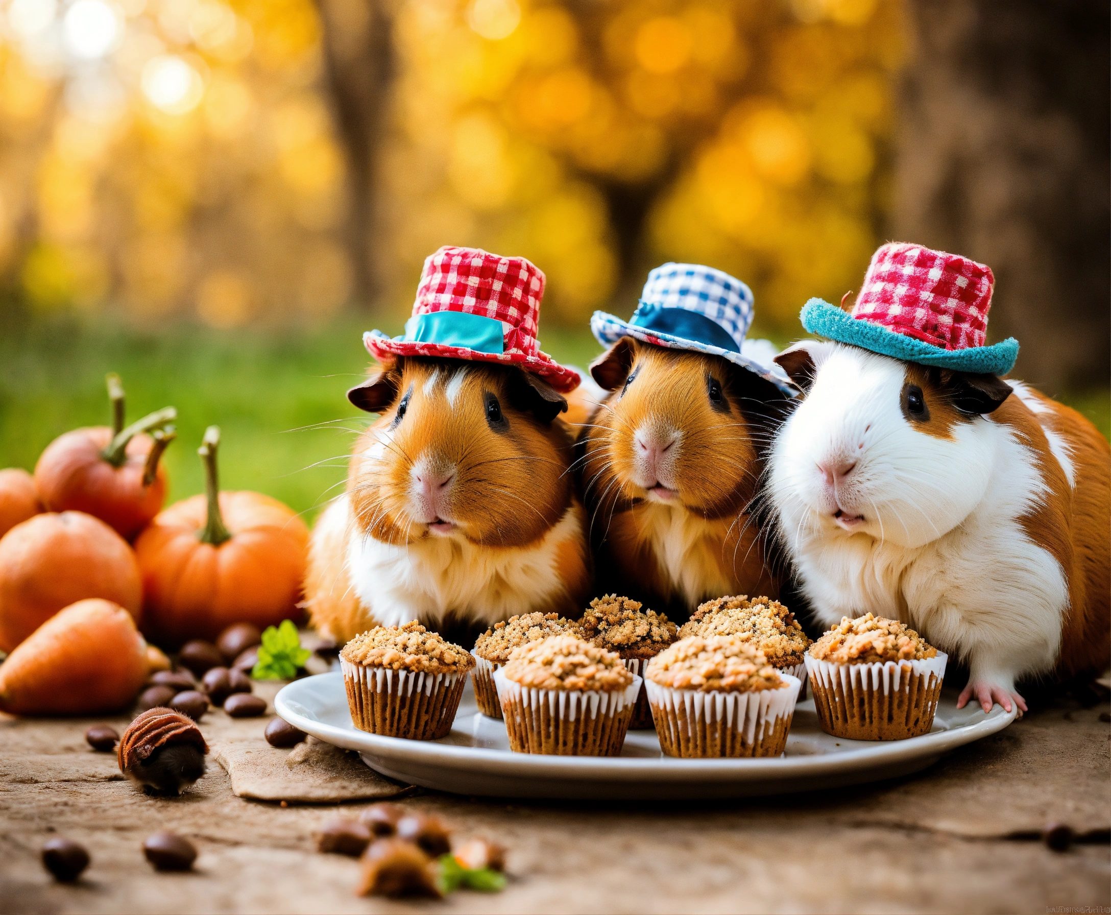 Lexica - Few sweet fluffy baby Guinea pigs in fancy dresses and hats ...