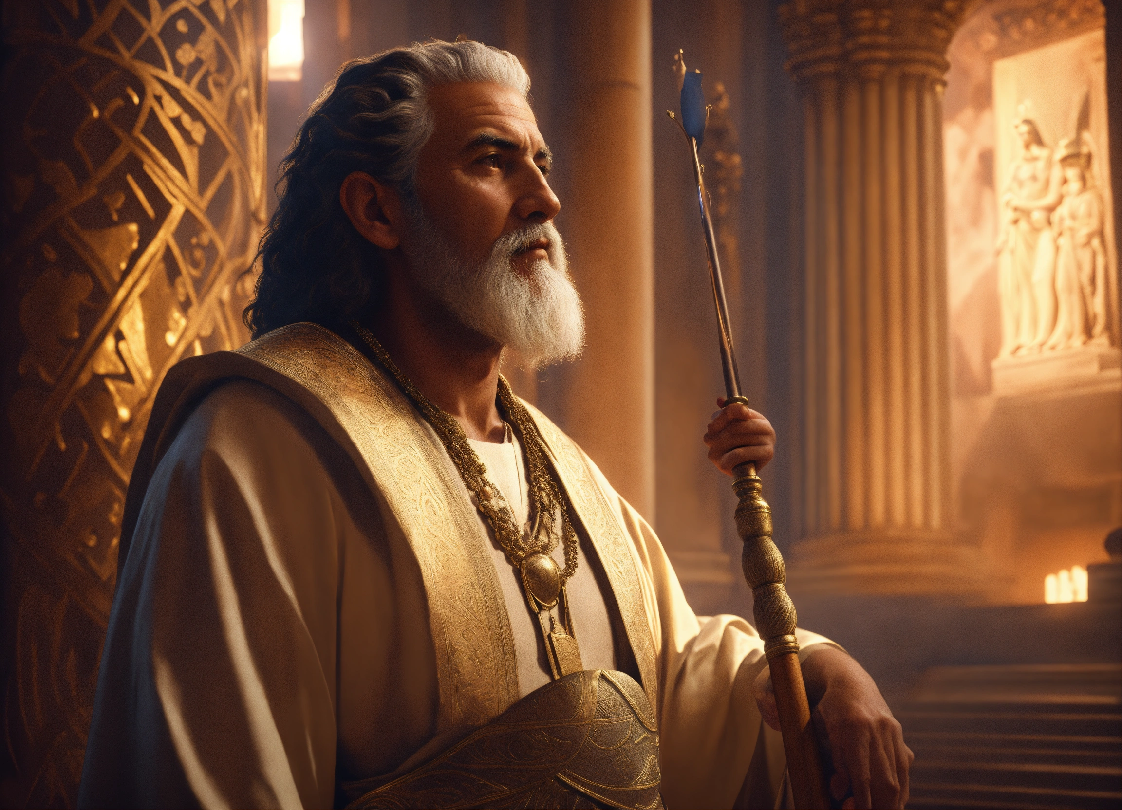 Lexica - Old Moses with his wooden staff, Hebrew robes, speaking in ...