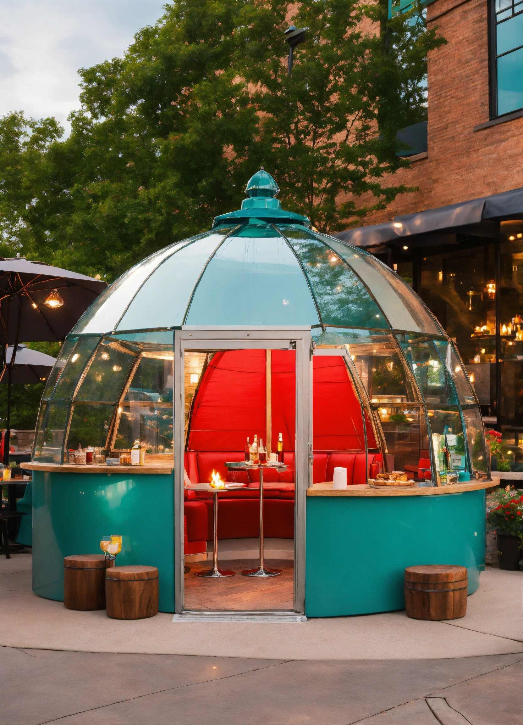 Lexica - Elegant teal glass igloo booth to sell smores outside a ...