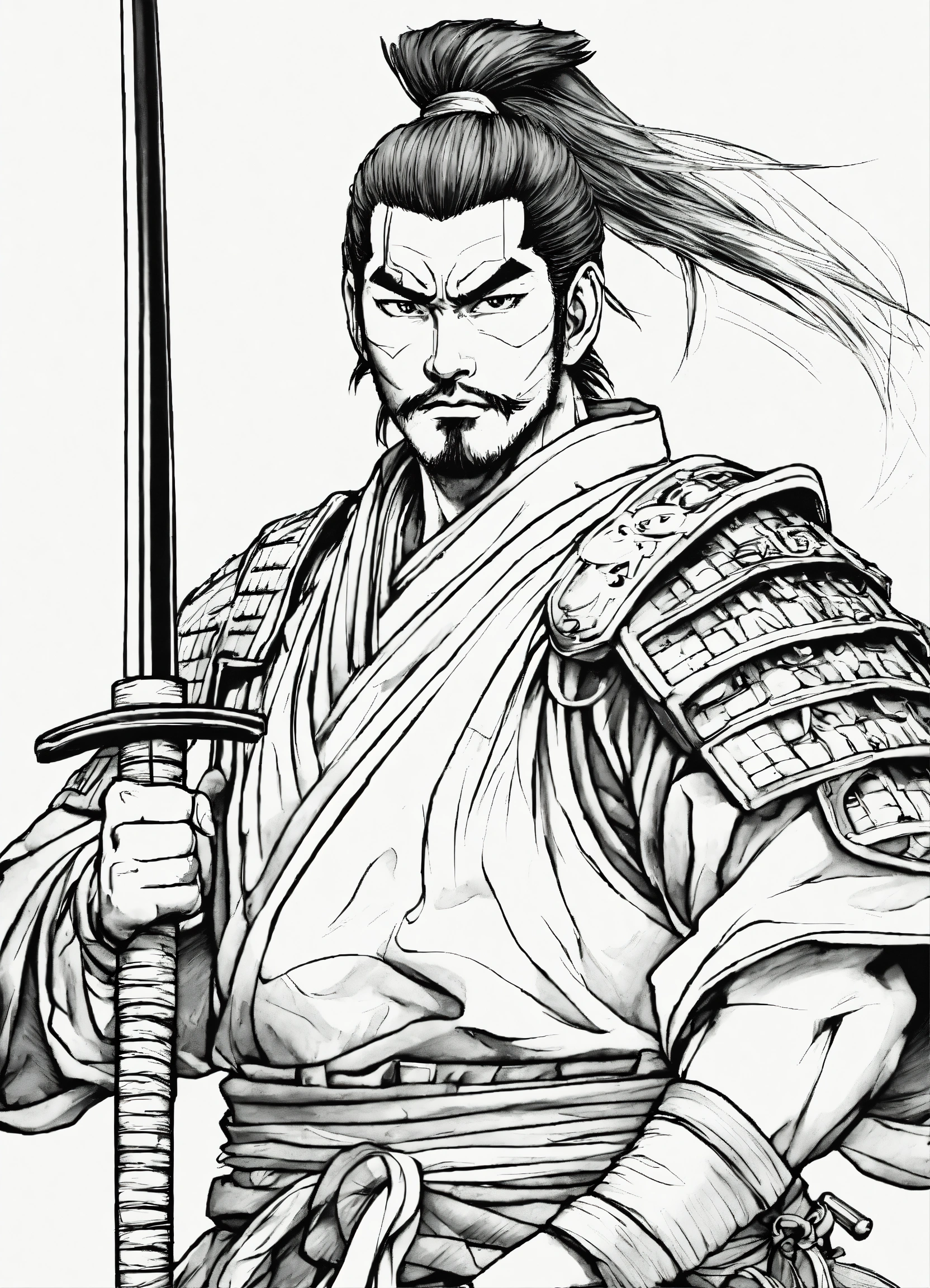 Lexica - Generate a portrait of a samurai , 4K resolution, anime line ...