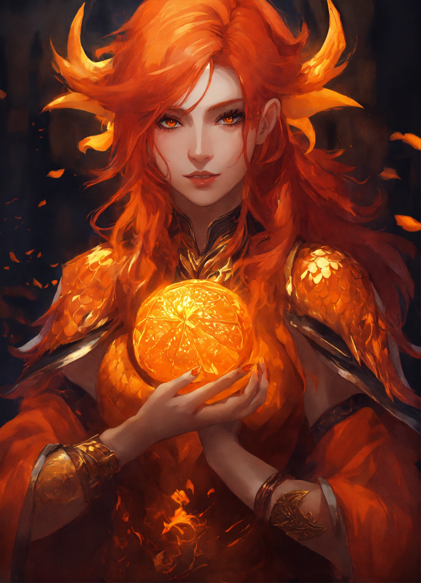 Lexica - Draconic traits to draconic human woman with orange hair ...