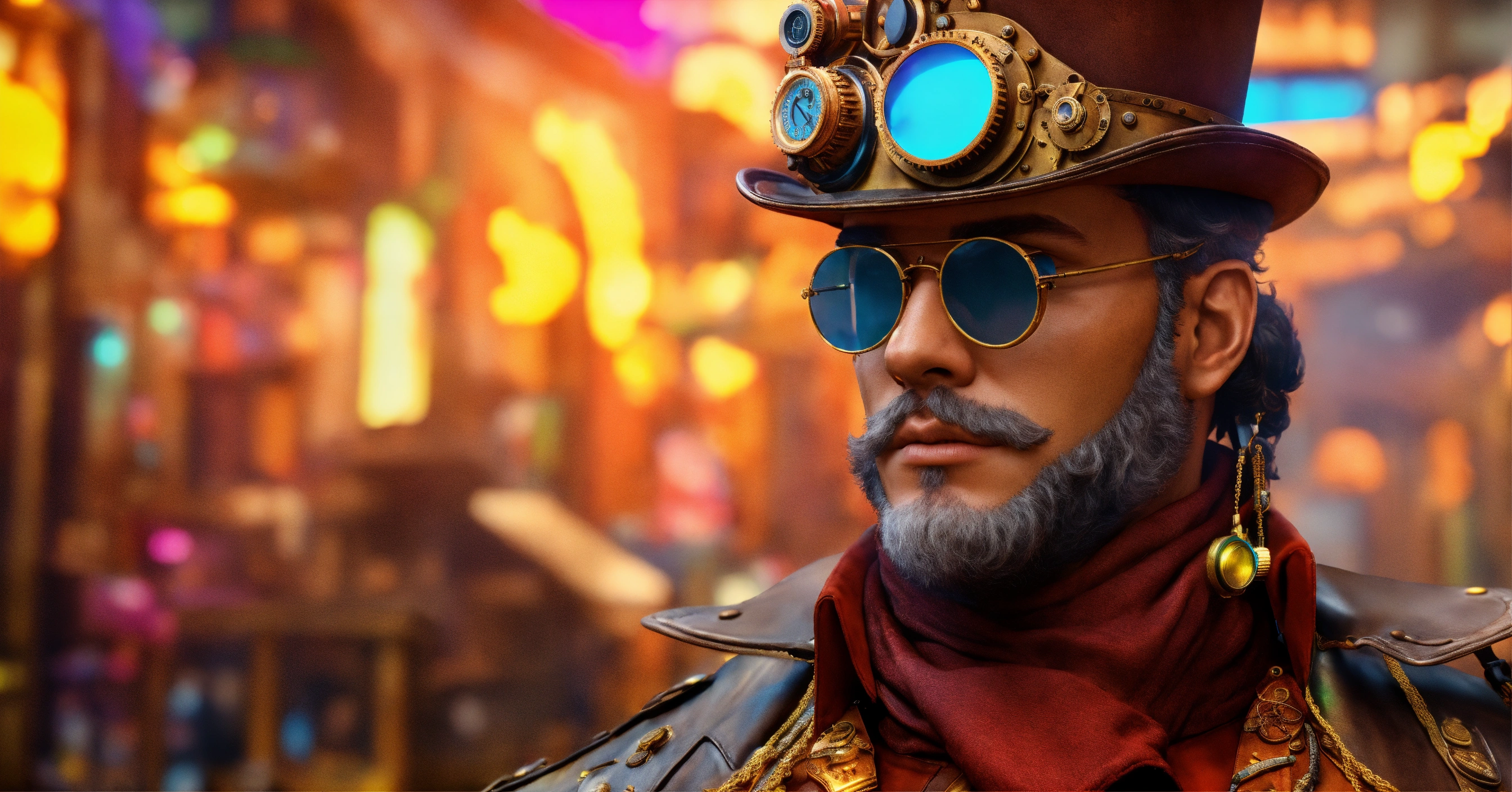 Lexica - Steampunk man vivid colors, unreal engine, 8k