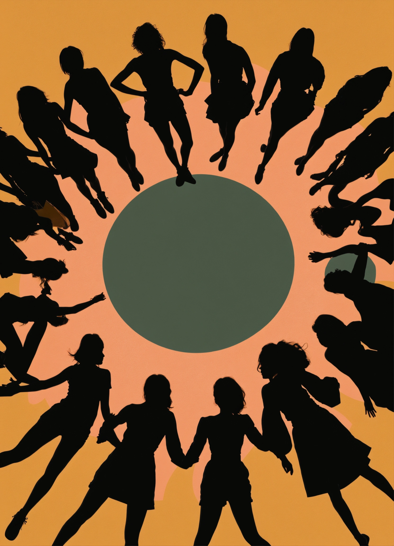 Lexica - A circle of random female silhouettes, embracing each other ...