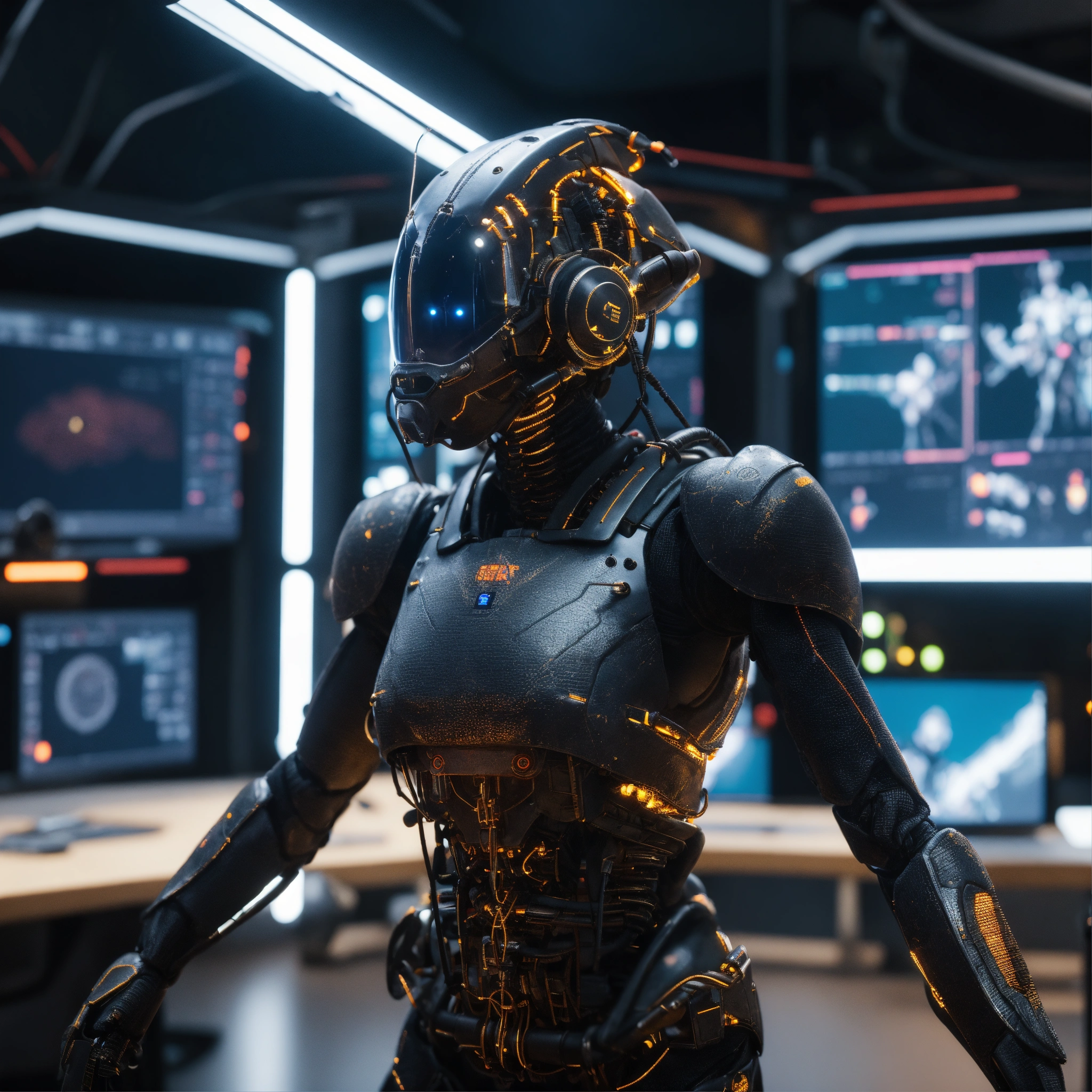 Lexica - Black cockroach faced humanoids with detailed circuit markings ...