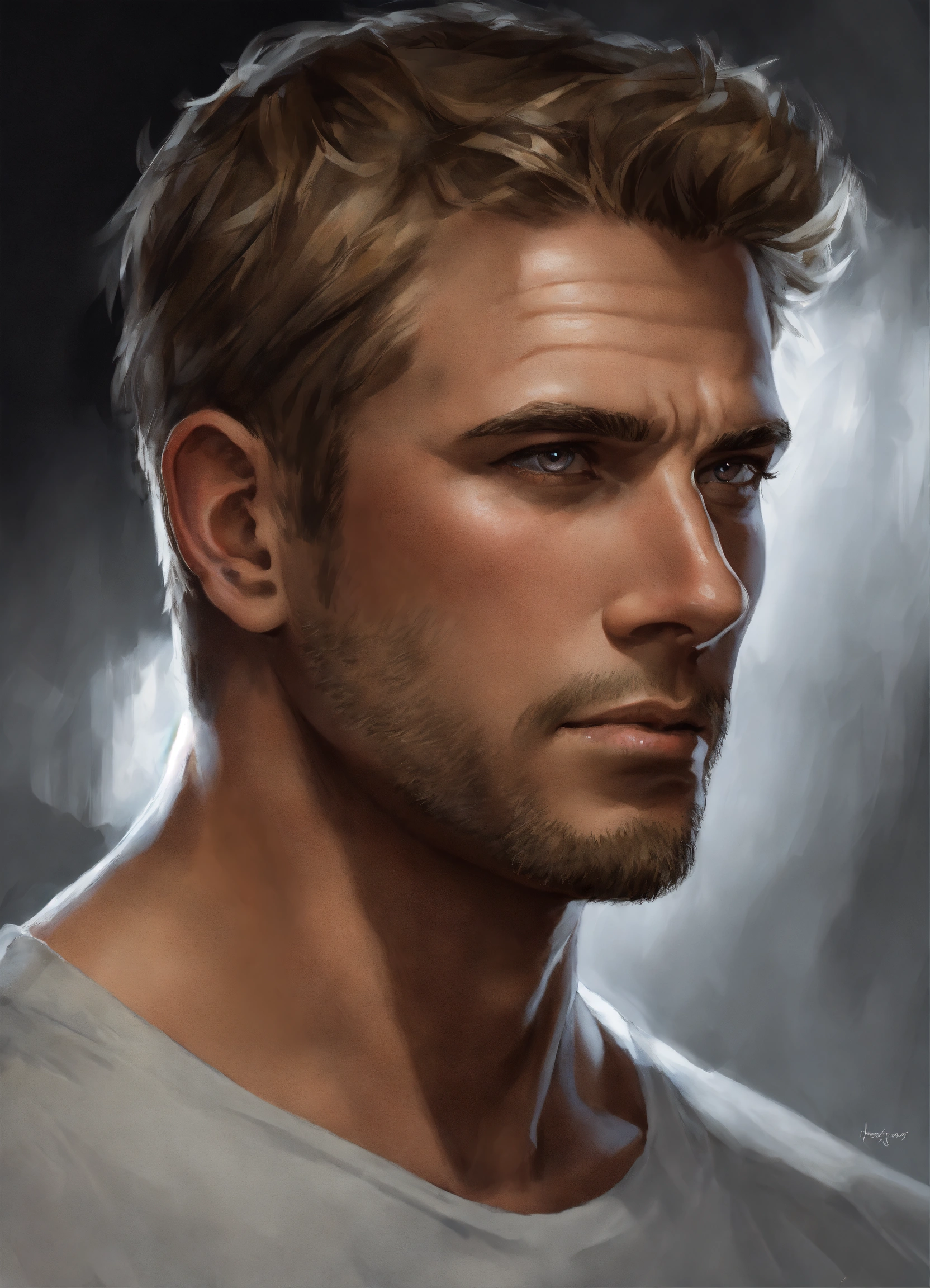 Lexica - Realistic man, waist-up, tall, broad-shouldered, 35 years ...