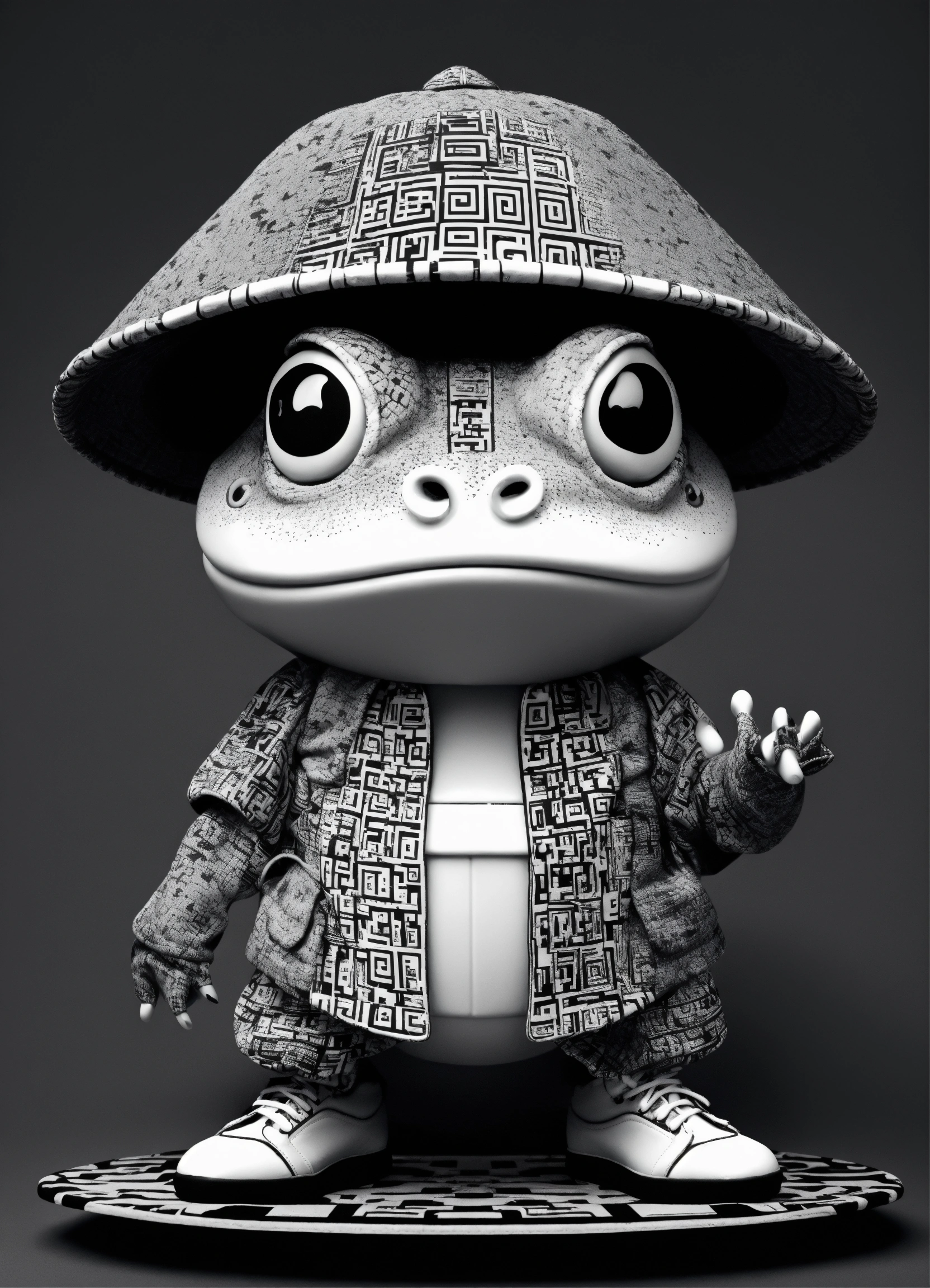 Lexica - A toad made out of a 3d black and white optical illusion, ying ...