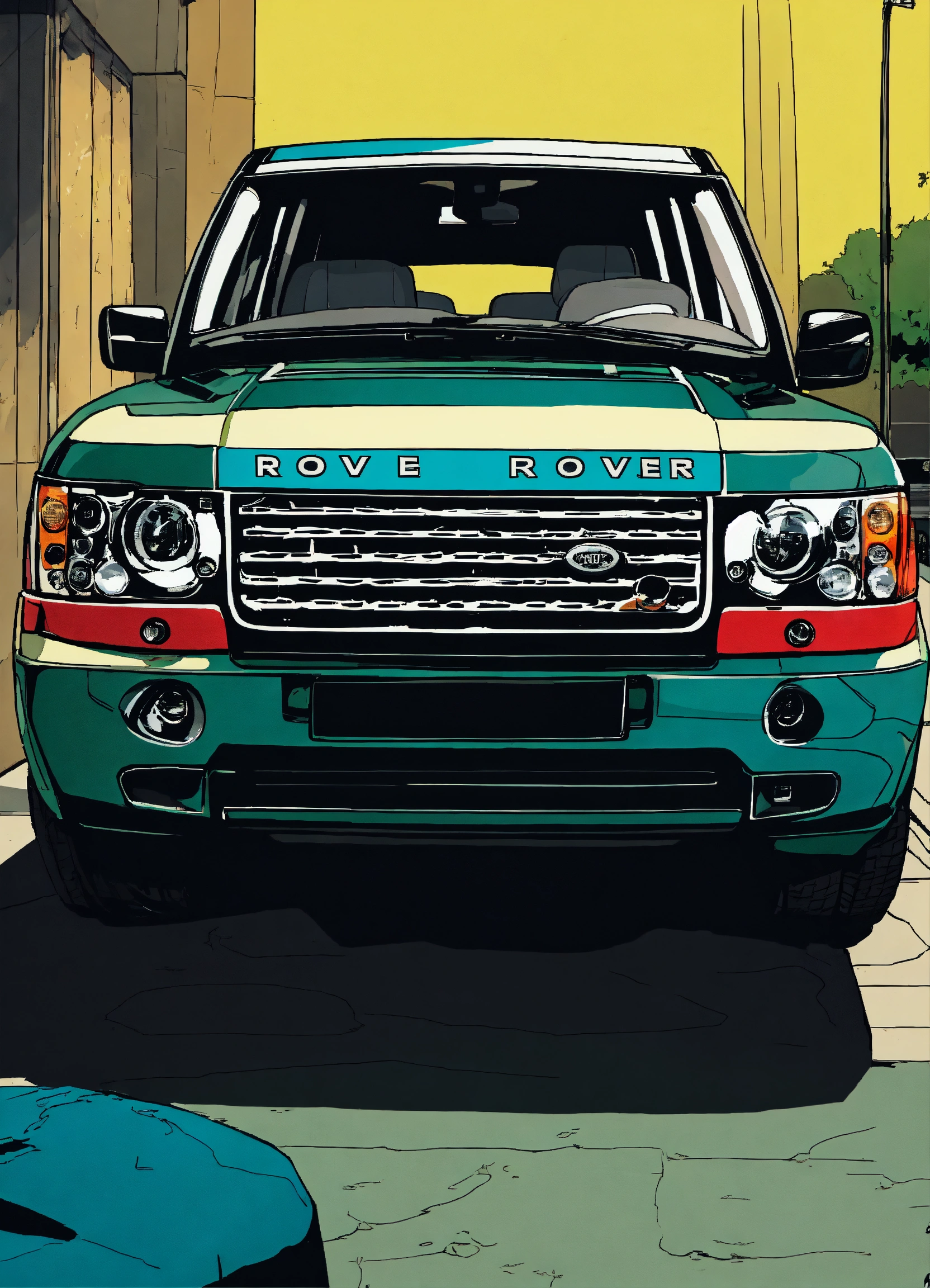 Lexica - Detailed pen and ink illustration of a modern Range Rover ...