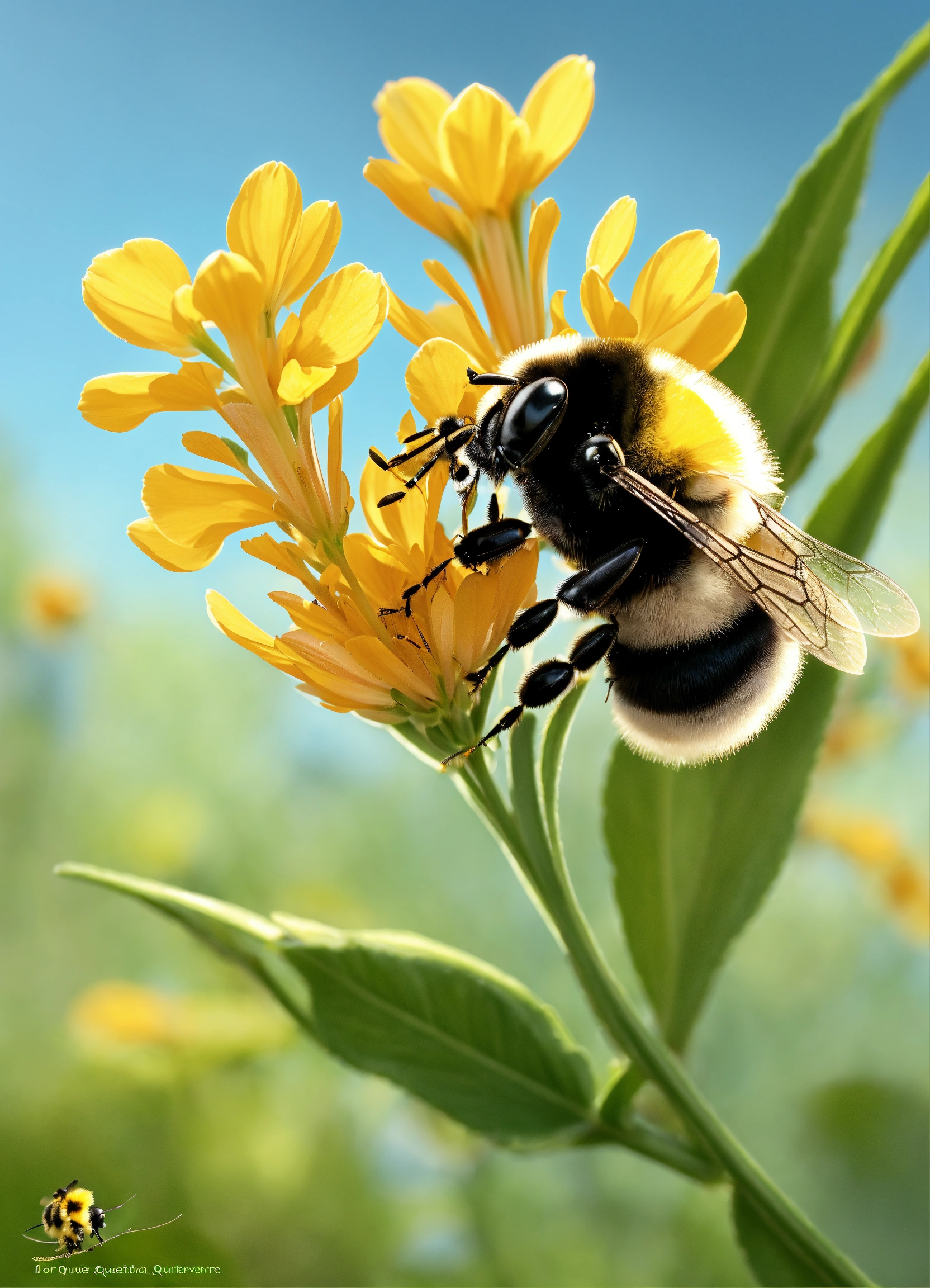 Lexica - Bumblebee's buzzing quest for nectar, nature's industrious adventurer in action,cartoony