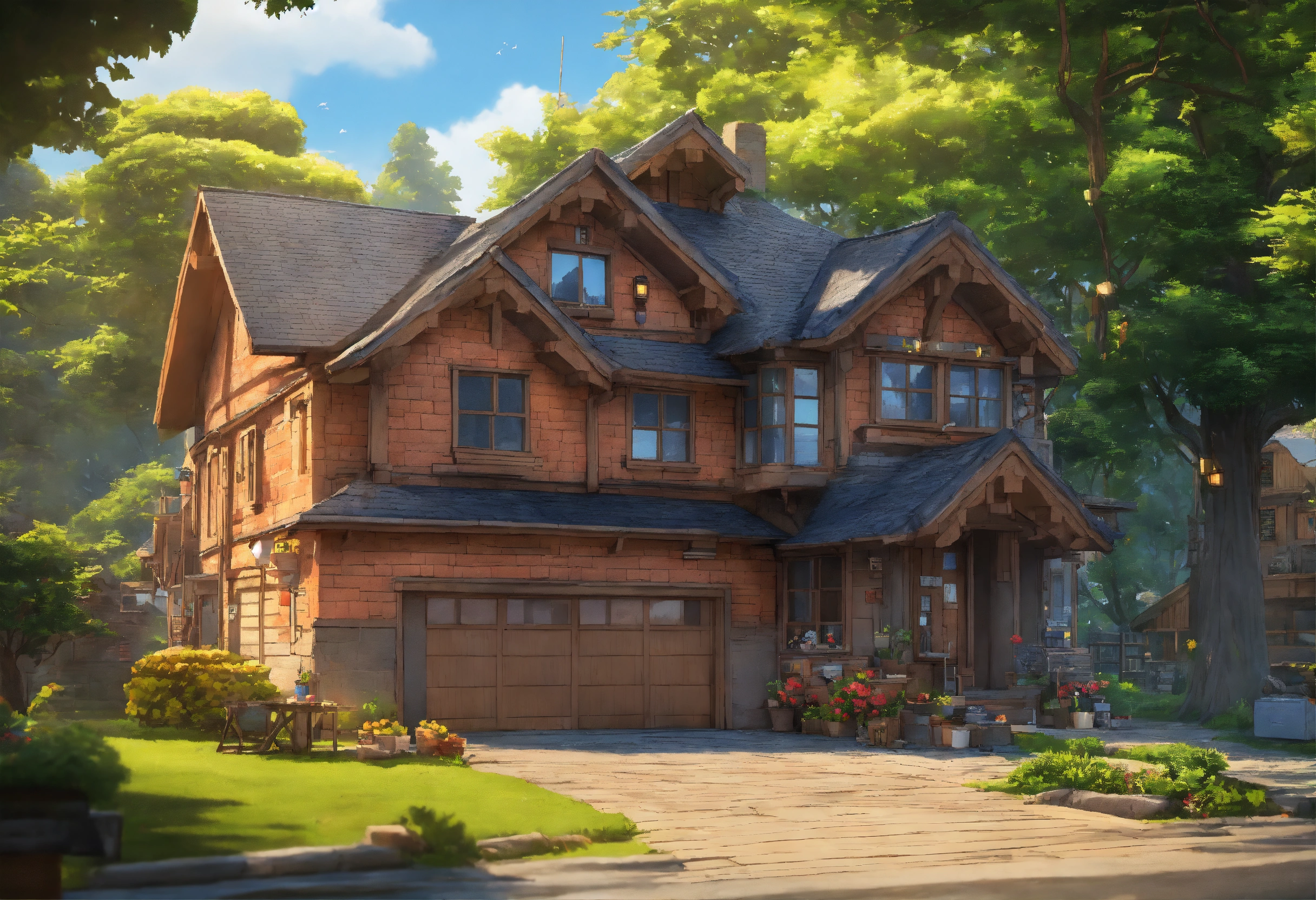 Lexica - Anime; cartoon; ultra realistic; 4K, cheap Brik house with ...