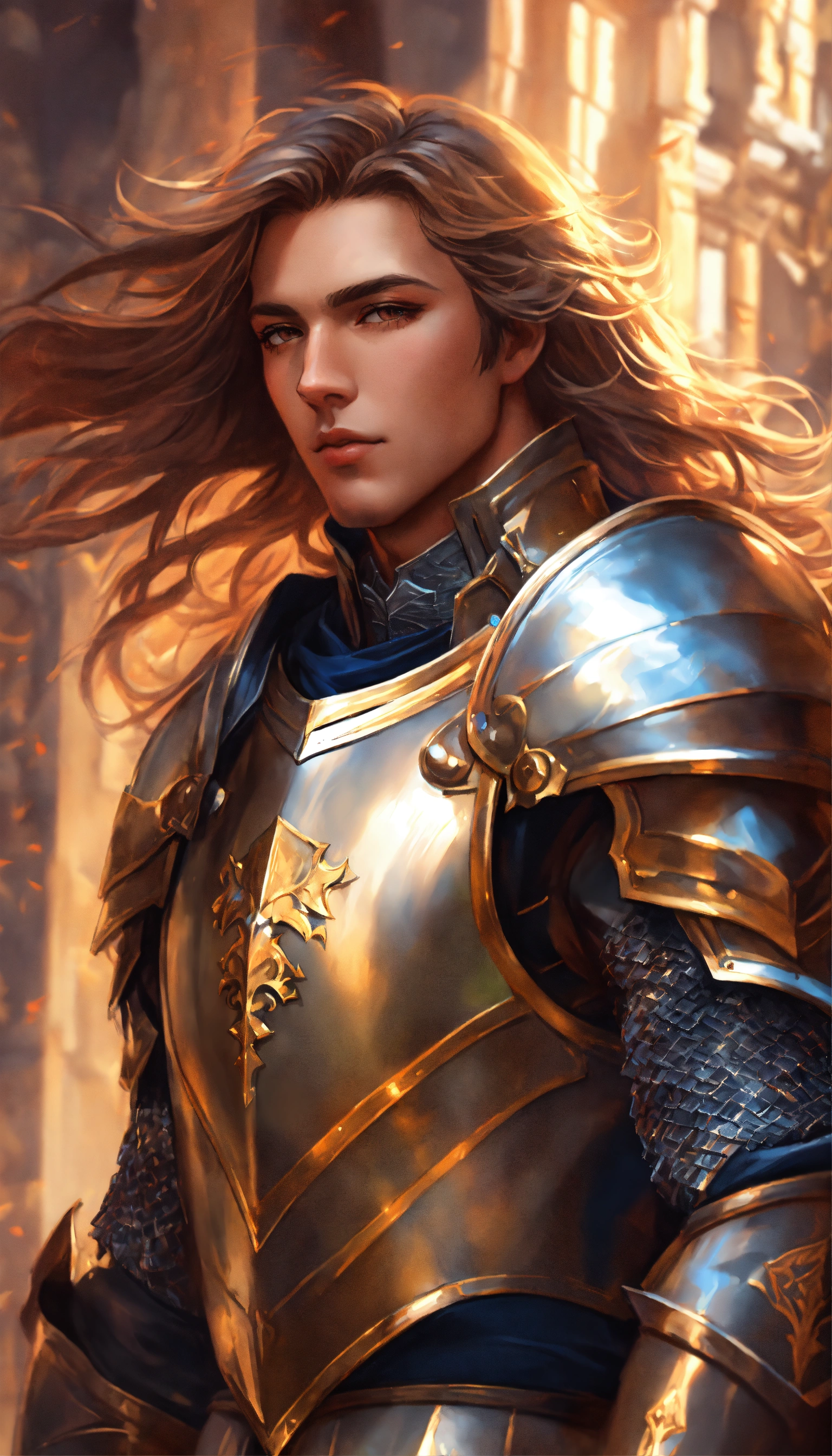 Lexica - Portrait of lancelot, long toussled hair, young male, knight ...