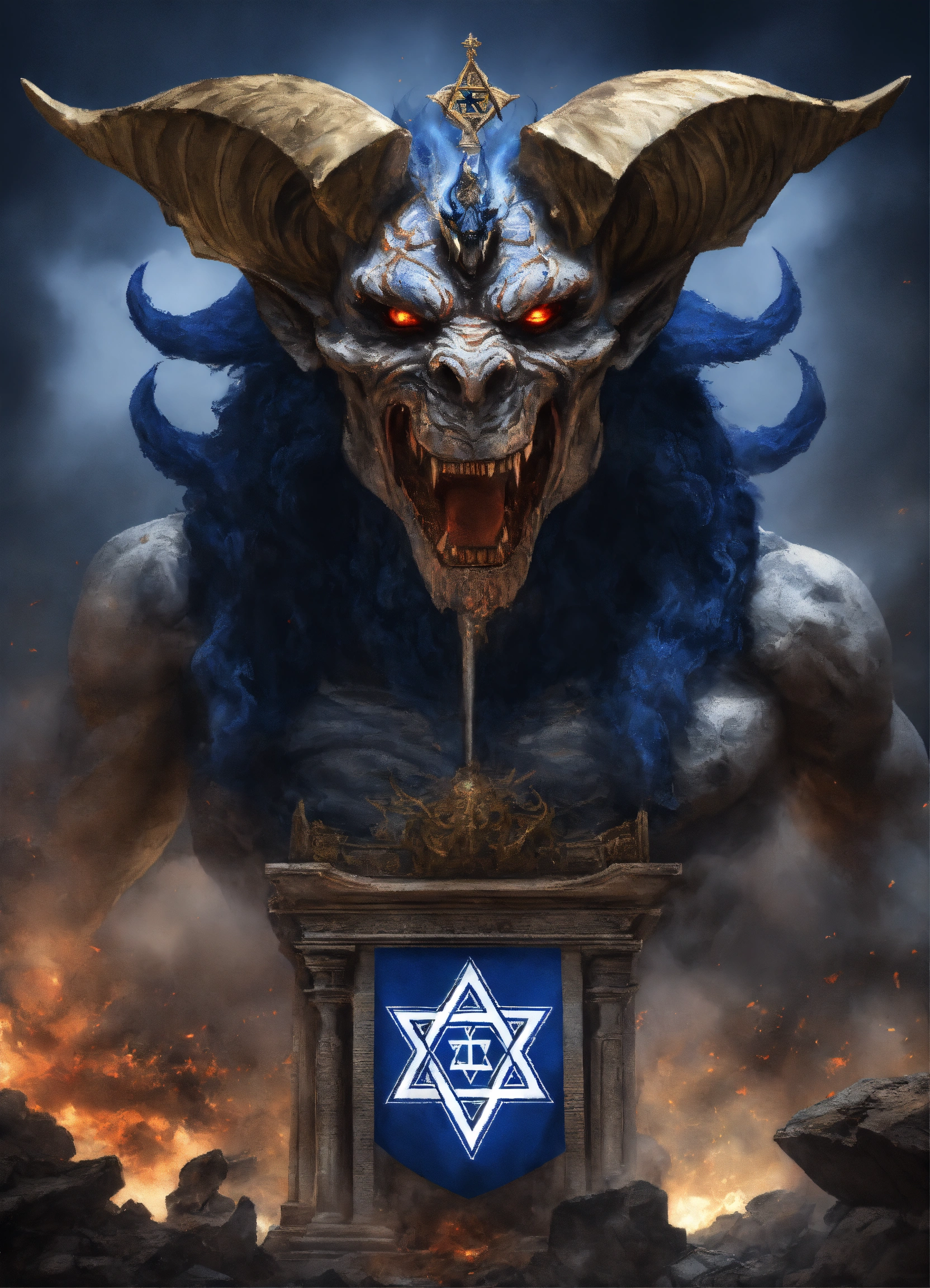 Lexica - Evil demonic Israel demon with an Israeli flag beast with an ...